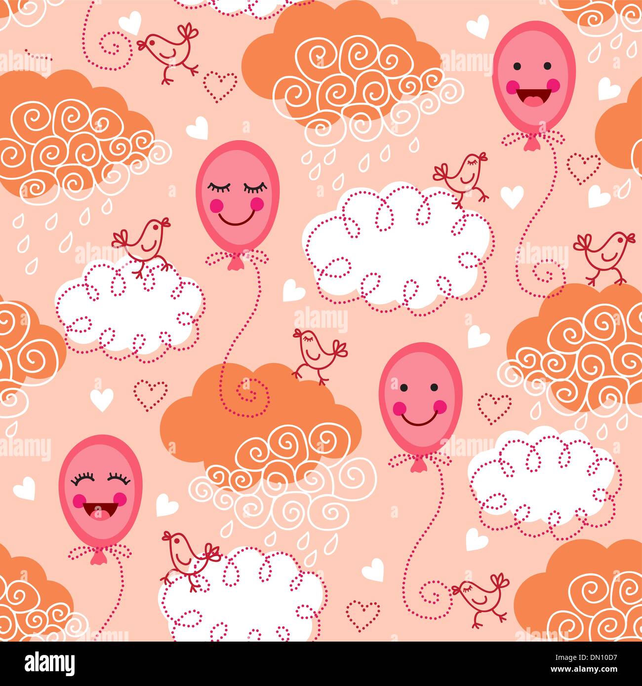 Seamless pattern with balloons and clouds Stock Vector Image & Art - Alamy