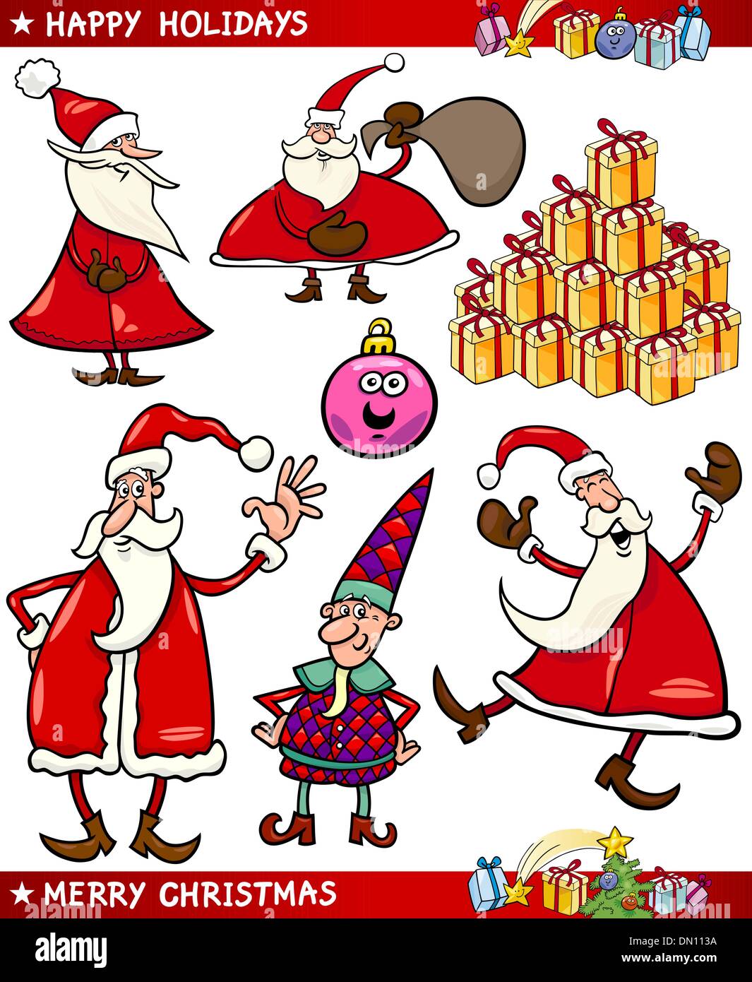 Cartoon Set of Christmas Themes Stock Vector Image & Art - Alamy