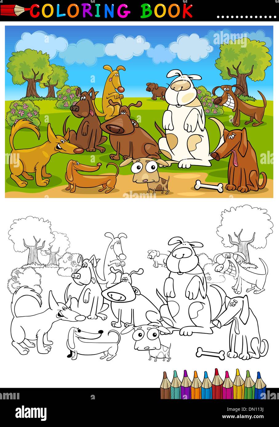 Cartoon Dogs for Coloring Book or Page Stock Vector Image & Art - Alamy