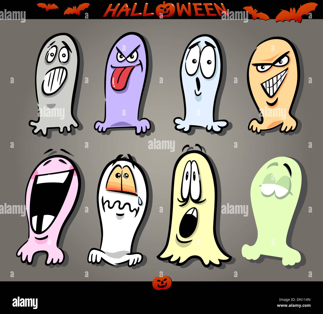 Halloween Ghosts Emoticons Stock Vector Image & Art - Alamy