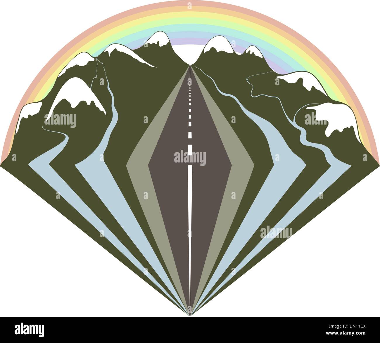 Mountains road and a rainbow Stock Vector Image & Art - Alamy