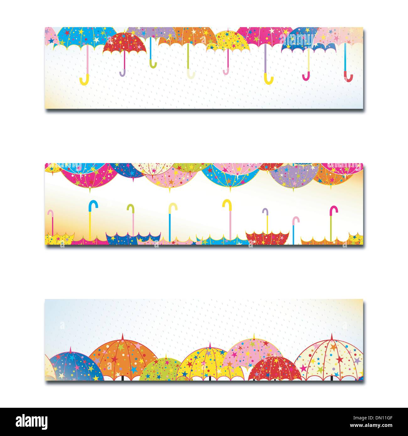 Set of Colorful Umbrella Autumn Rain Banner Stock Vector Image & Art ...