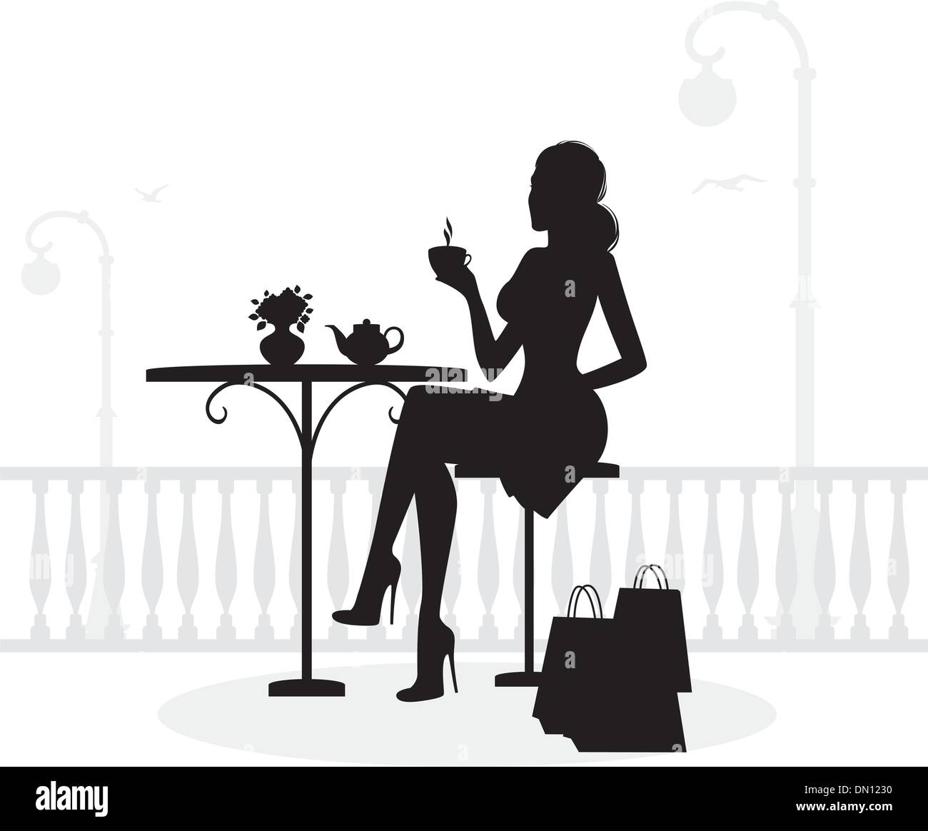 Silhouette people cafe hi-res stock photography and images - Alamy