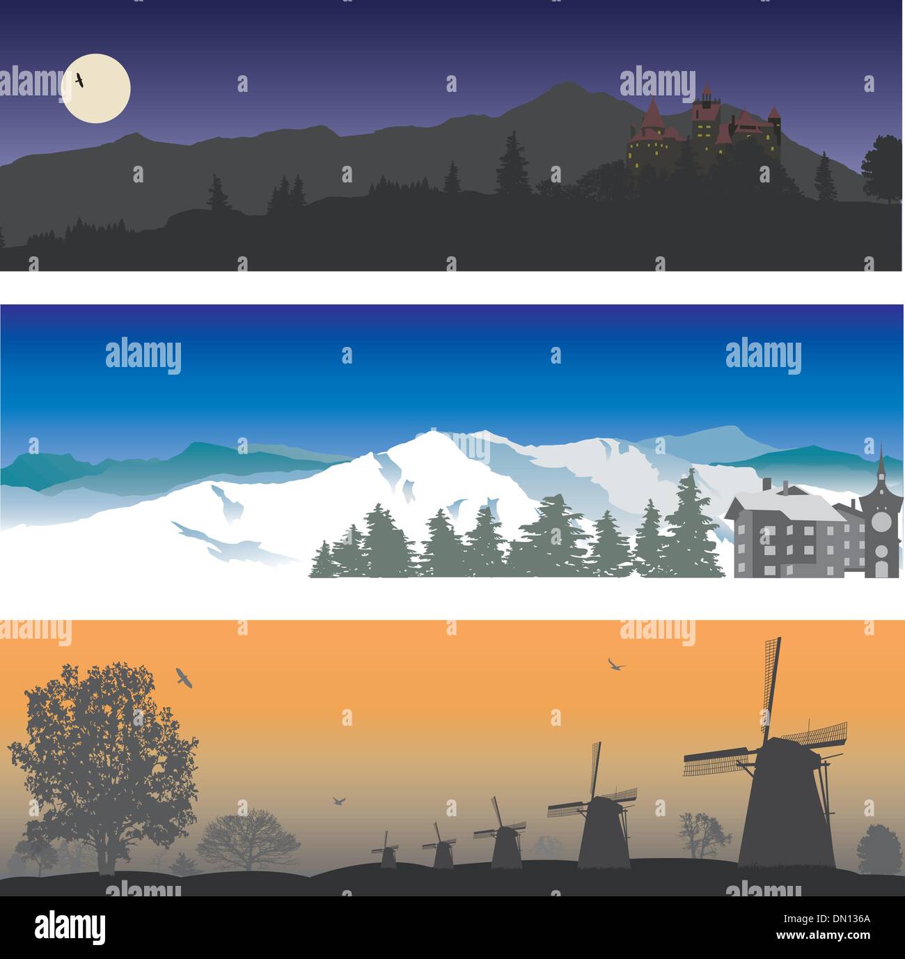 Rocky mountain landscape night Stock Vector Images - Alamy
