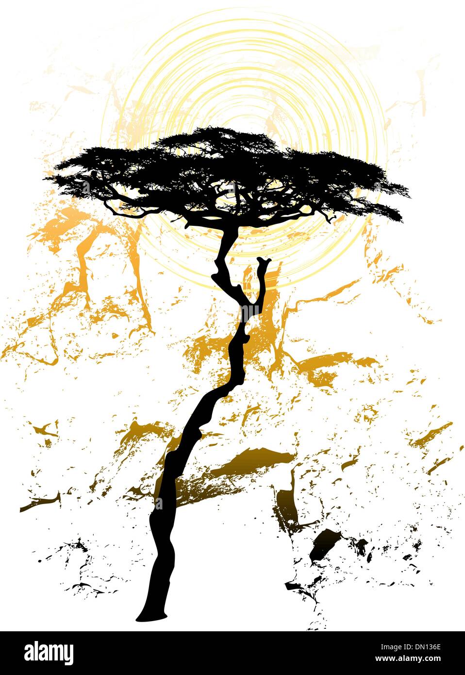 African Tree Roots Silhouette