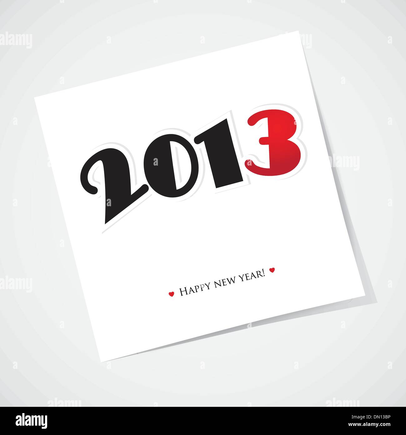 Christmas and new year card with black and red 2013 numbers on note ...