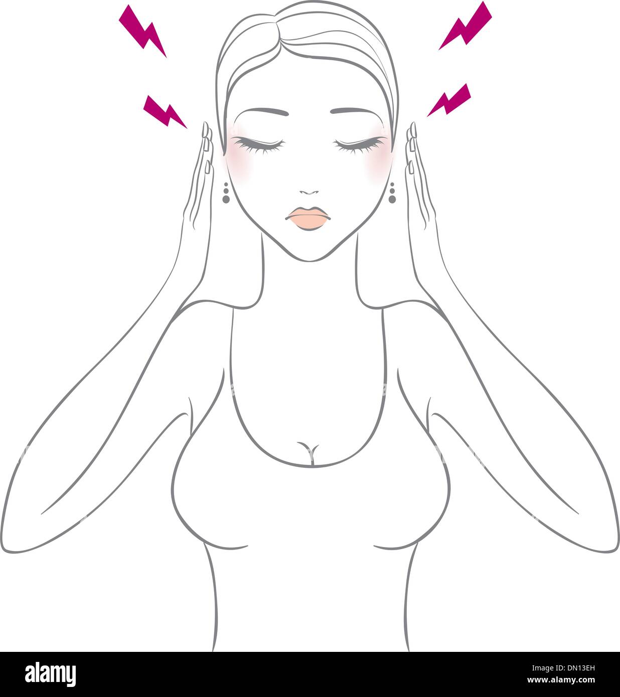 Headache drawing illustration female hi-res stock photography and ...