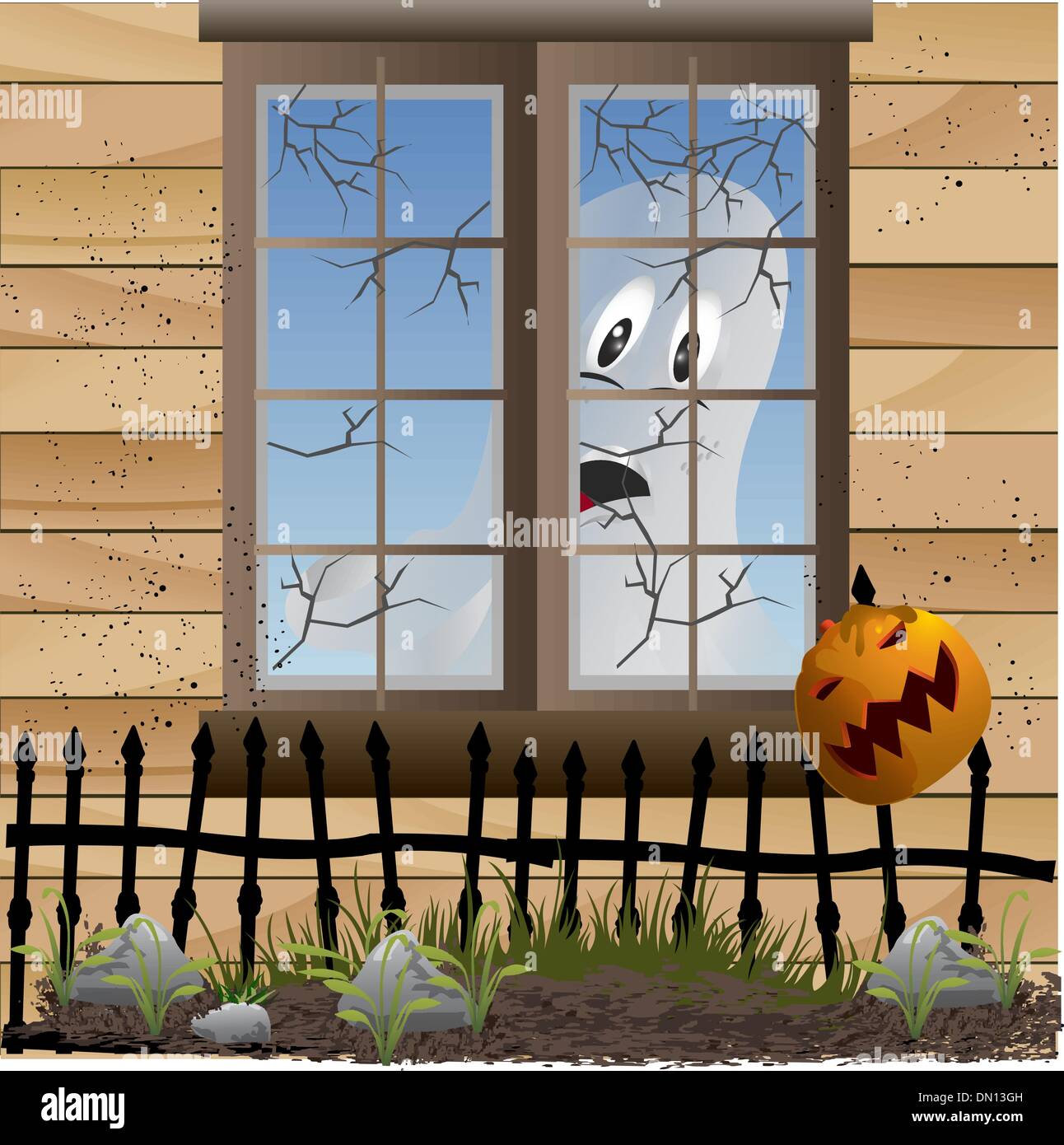 Spooky ghost window illustration hi-res stock photography and images ...