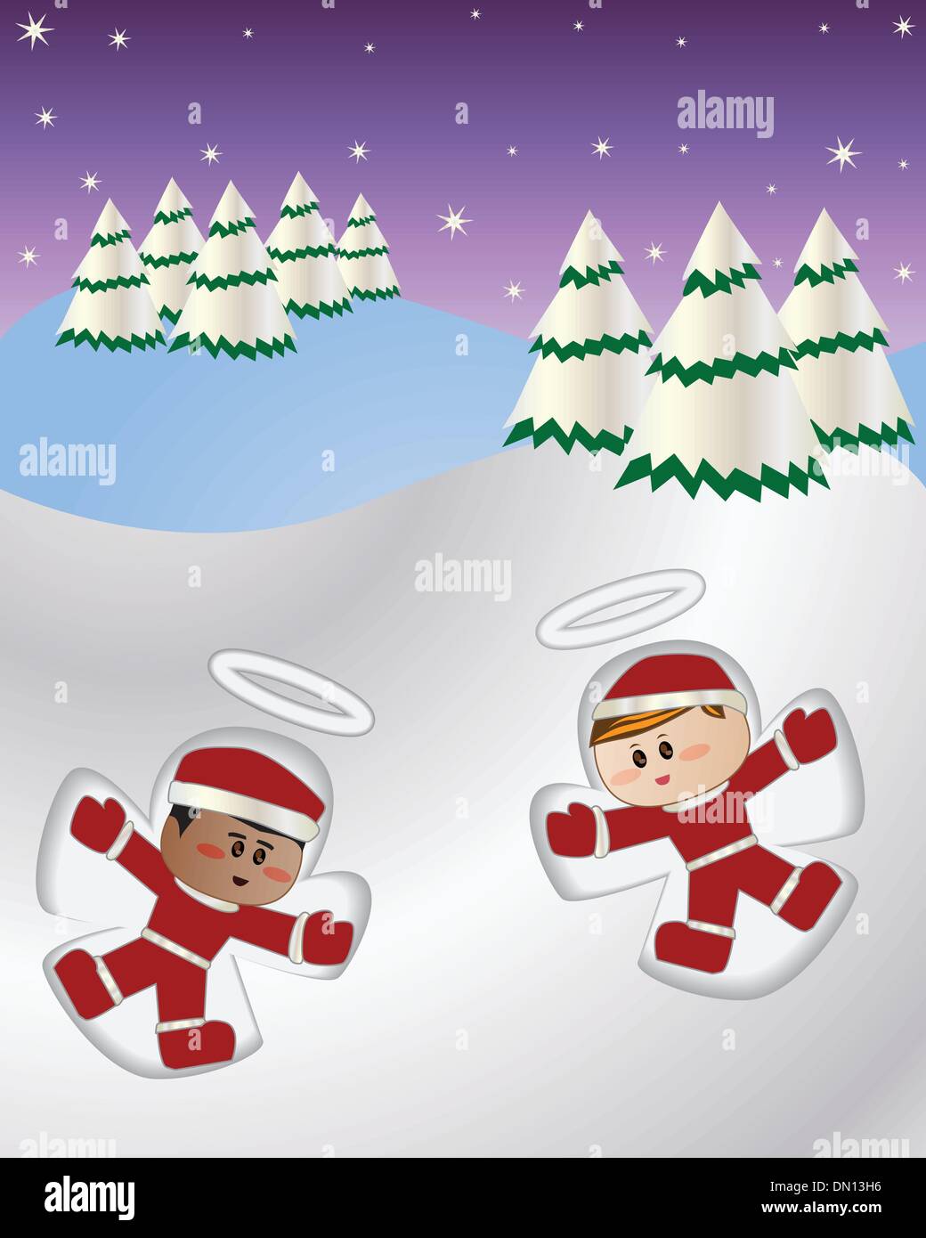kids making snow angel vector Stock Vector Image & Art - Alamy