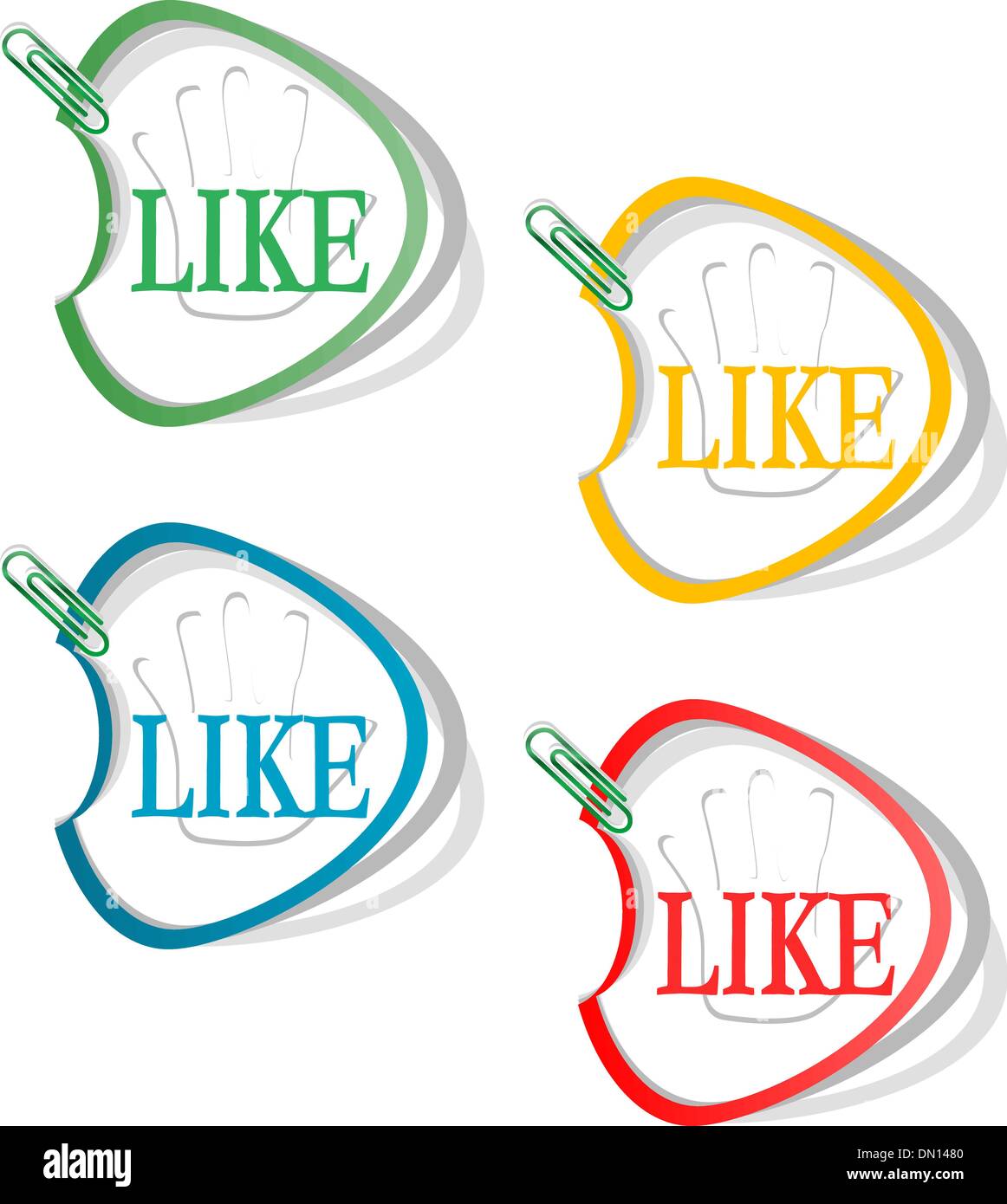 Stickers set with Like symbol on hand. Vector Stock Vector Image & Art ...