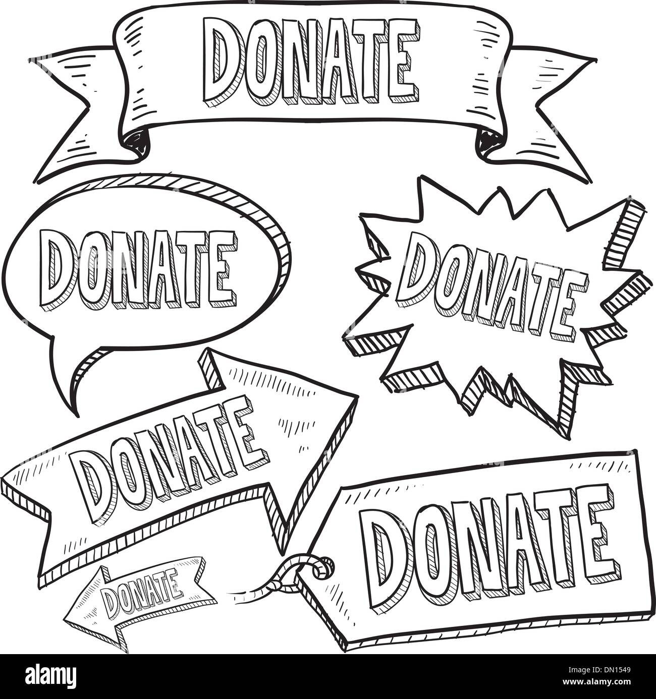 Donate banners, labels, and tags sketch Stock Vector Image & Art - Alamy