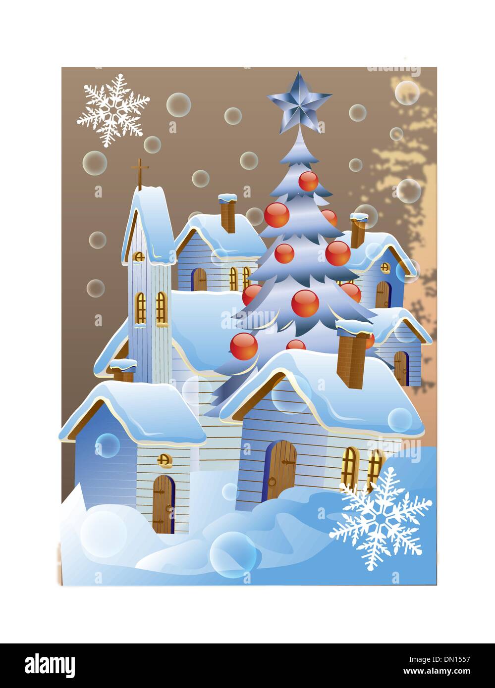 Christmas town winter snow Stock Vector Images - Alamy