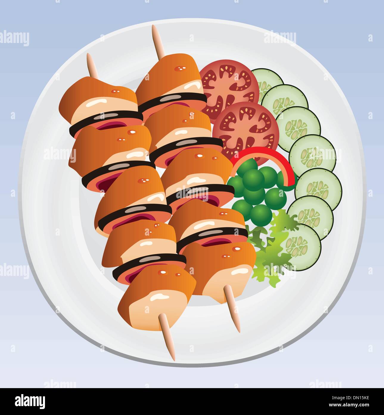 vector grilled chicken and vegetables Stock Vector Image & Art - Alamy