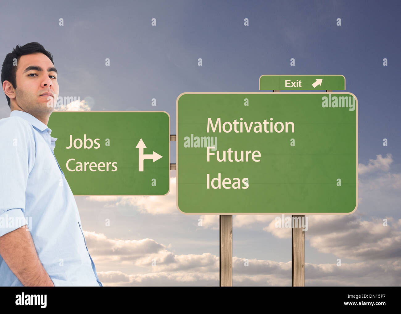 Exit sign man standing hi-res stock photography and images - Alamy