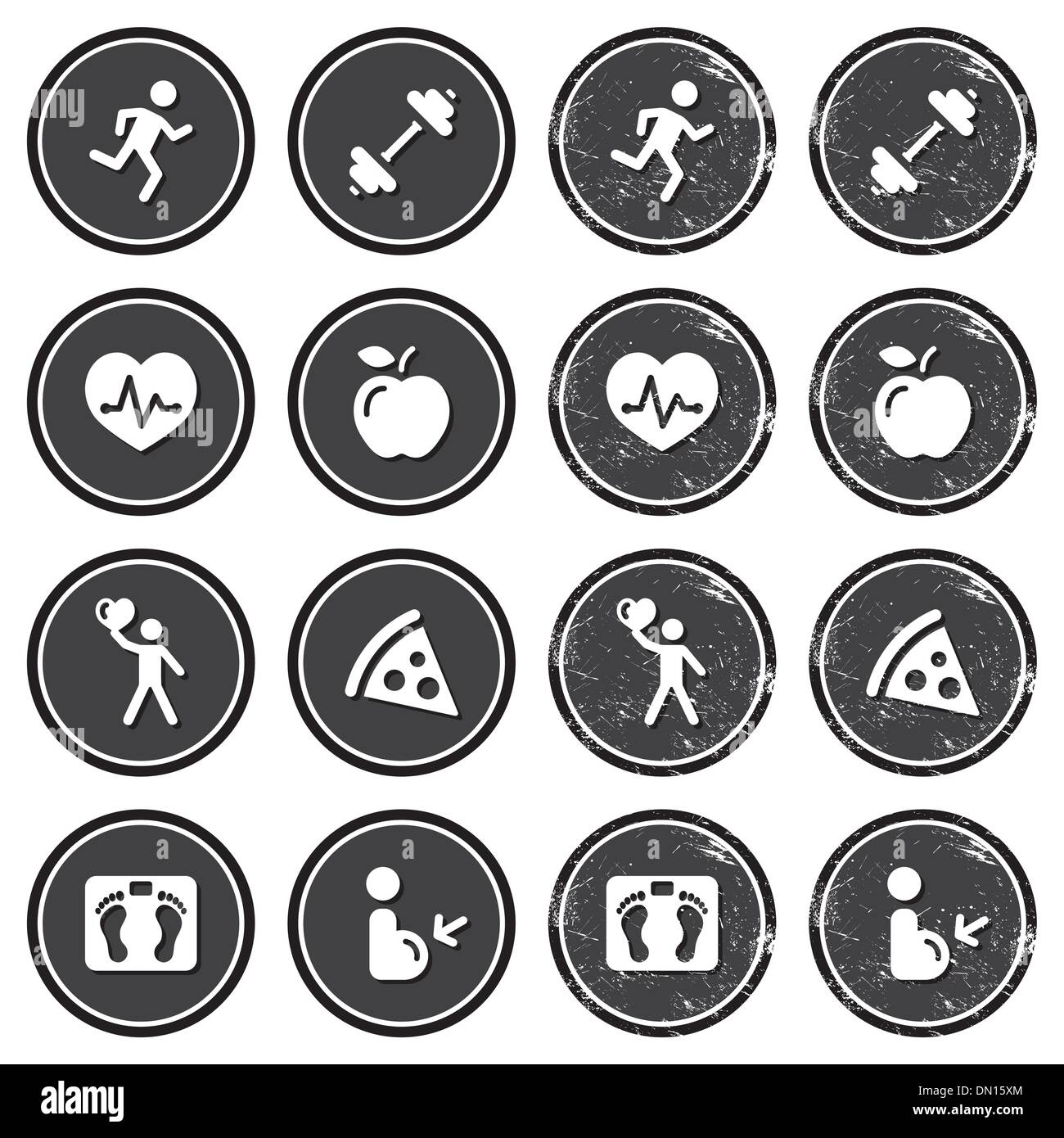 Health and fitness icons retro labels set Stock Vector Image & Art - Alamy