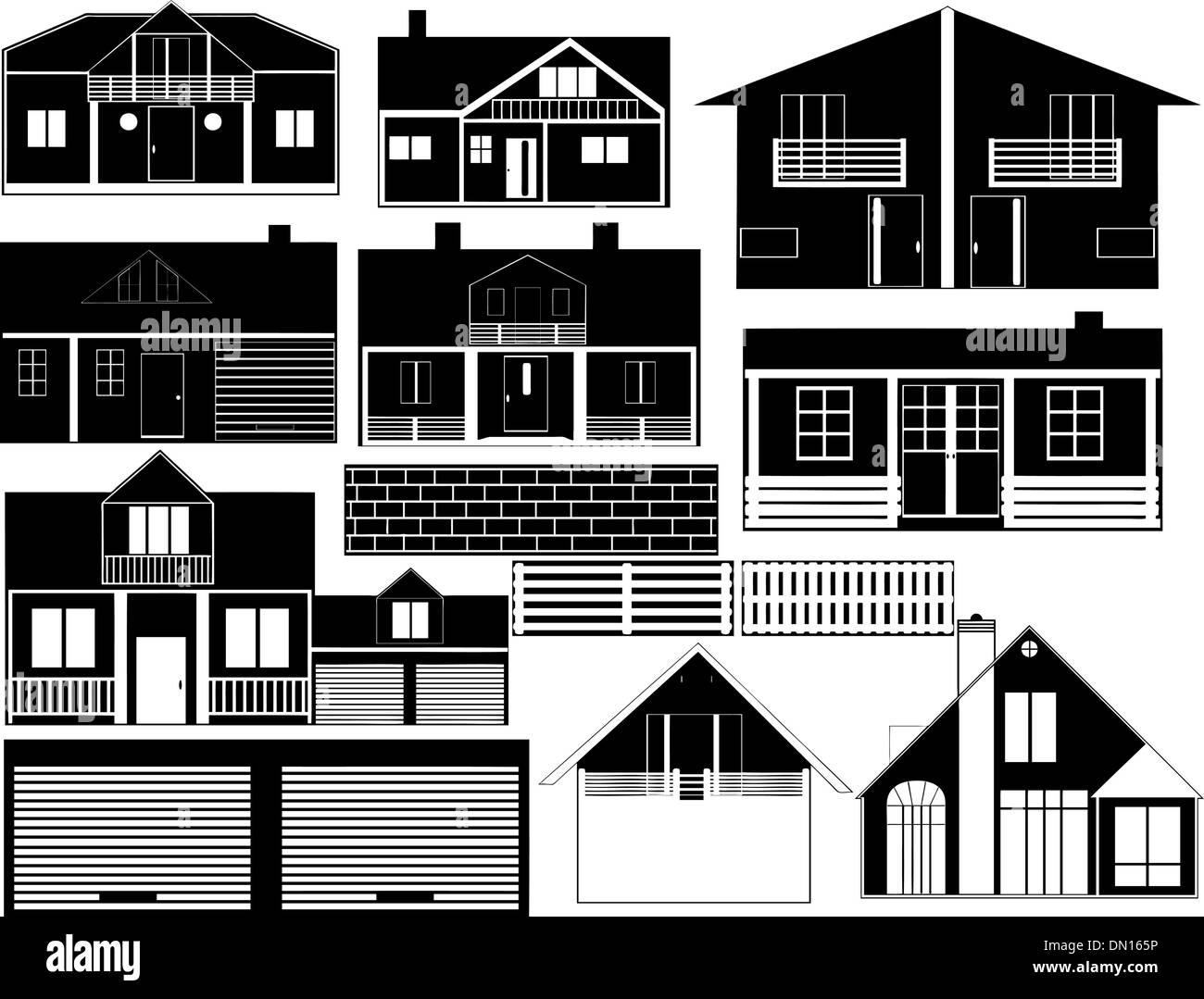Black and white mansion house Stock Vector Images - Alamy