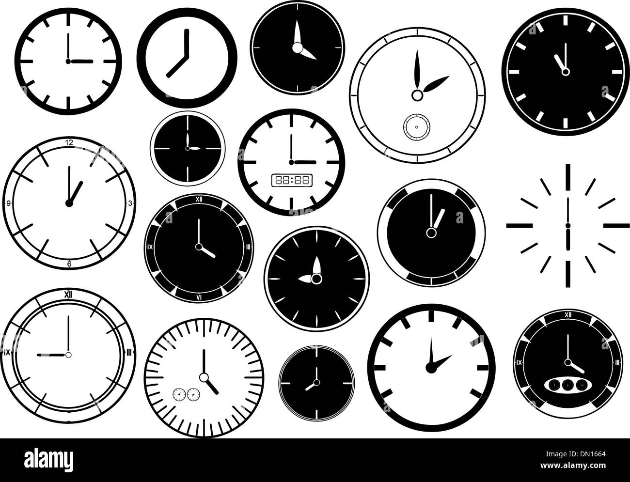 Different time clocks Stock Vector Images - Alamy