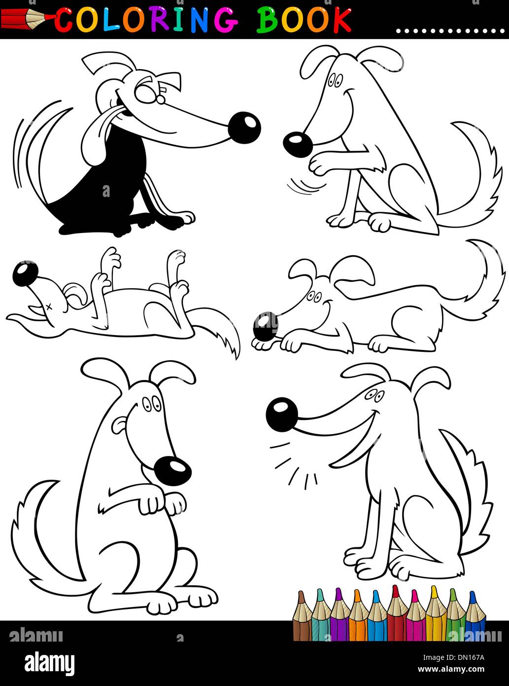 Cartoon dogs coloring book page hi-res stock photography and images - Alamy