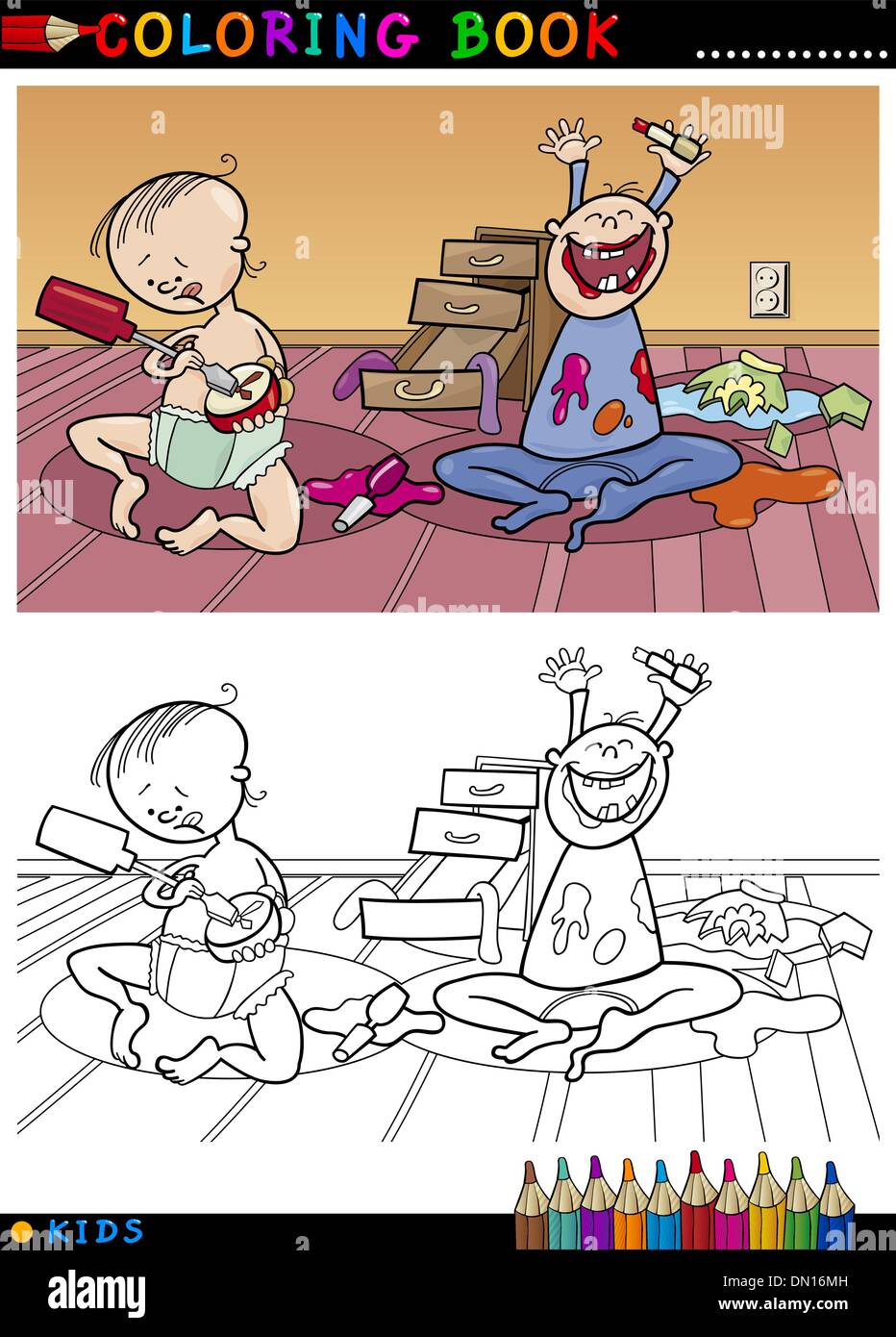 cartoon cute babies for coloring Stock Vector Image & Art - Alamy