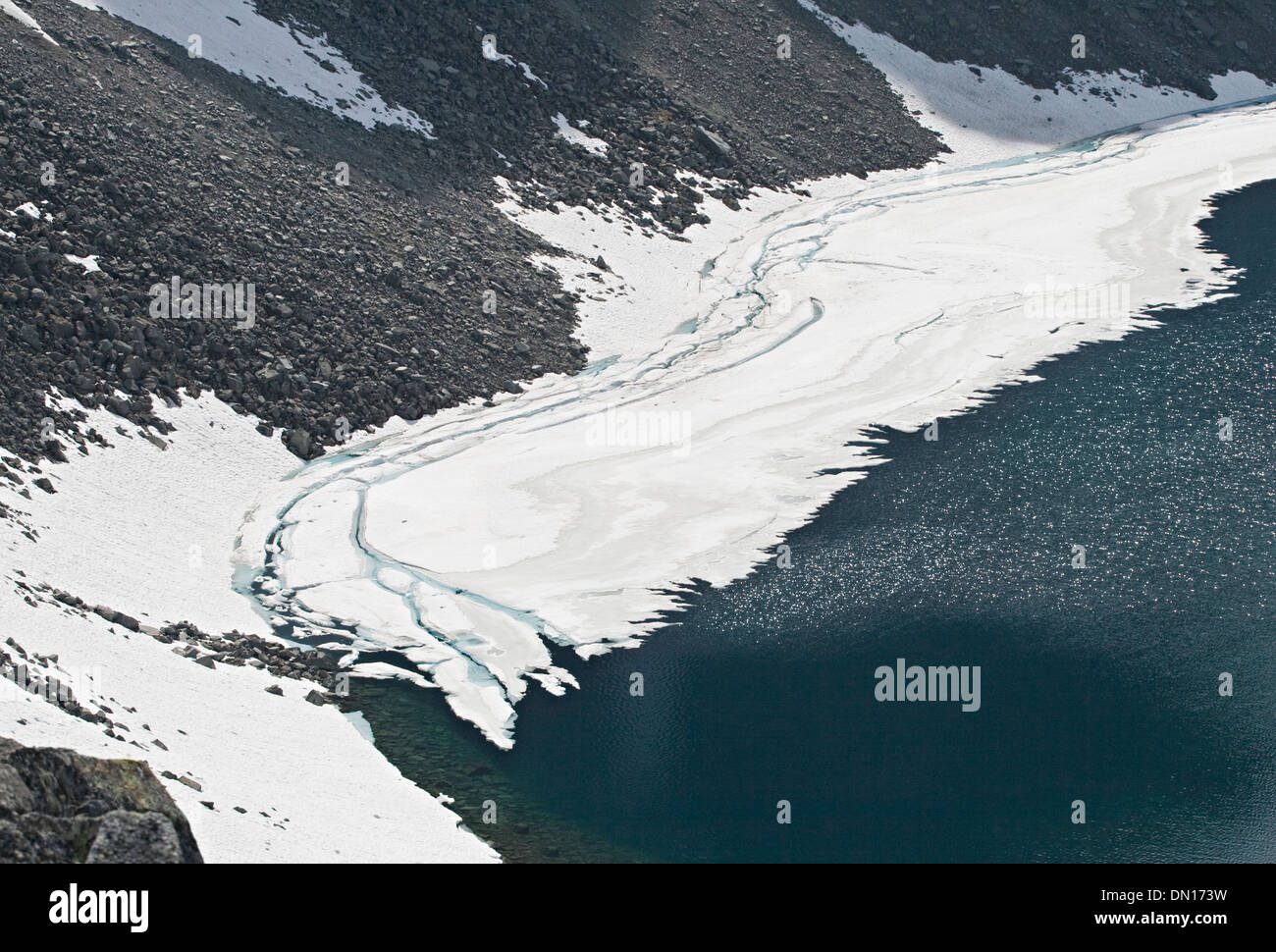 Slope of a mountain covered with melting ice Stock Photo - Alamy