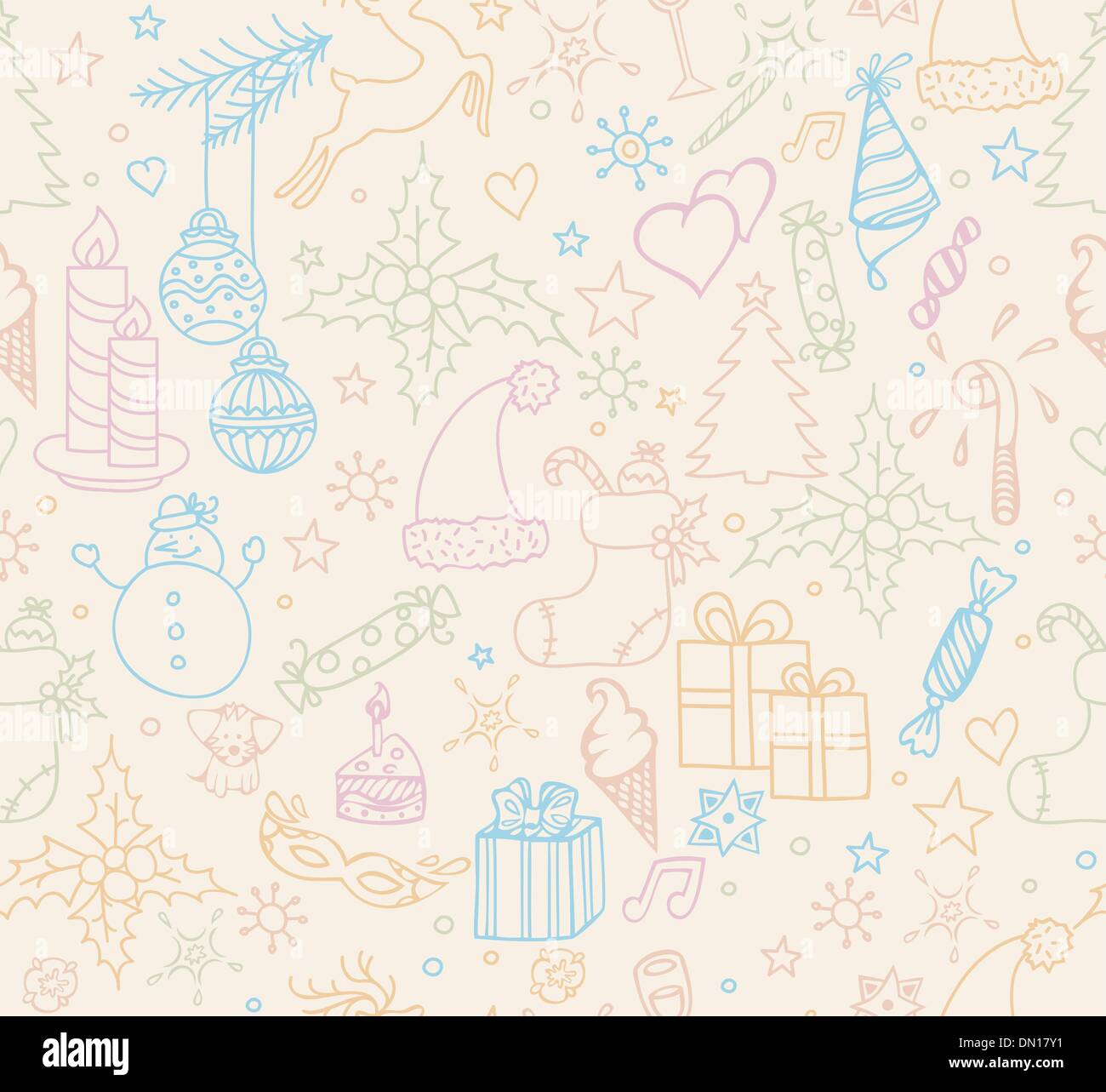 Seamless pattern doodle objects Stock Vector Images - Alamy