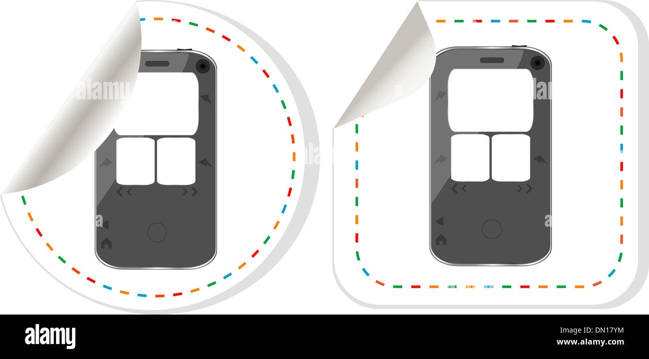 Black smartphone stickers label set Stock Vector Image & Art - Alamy