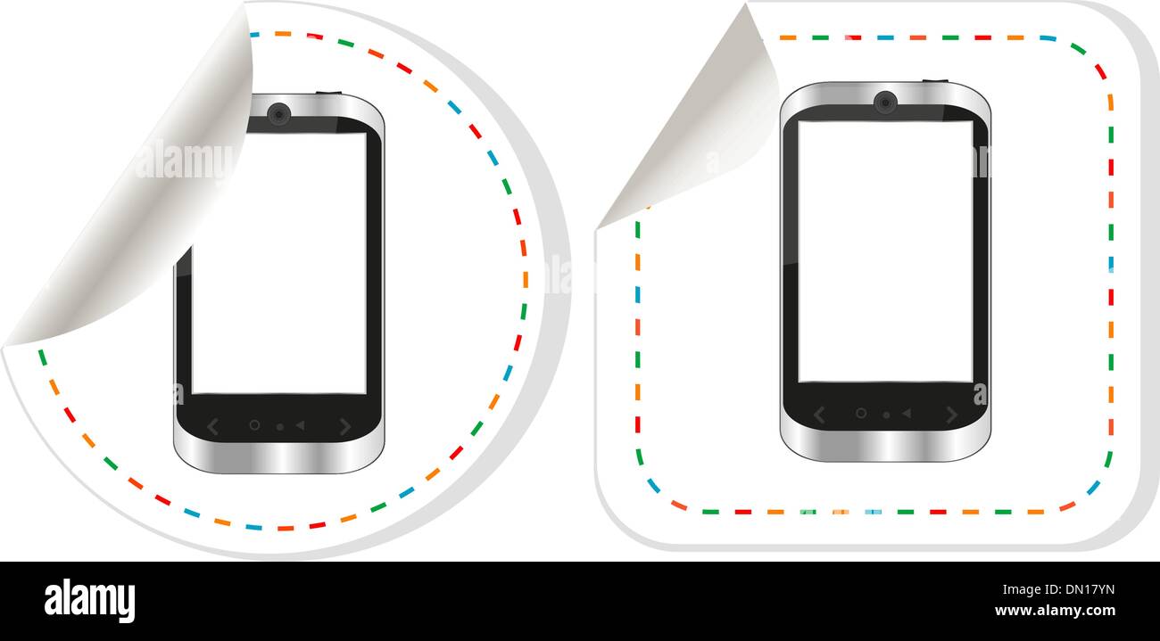 Smart phone with blank screen stickers set Stock Vector Image & Art - Alamy