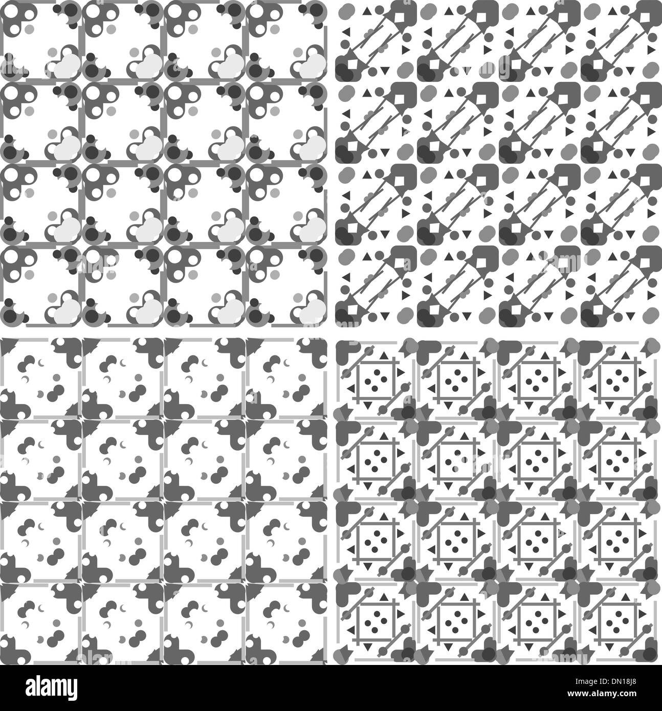 Set Of Black And White Geometric Seamless Patterns Vector Stock Vector