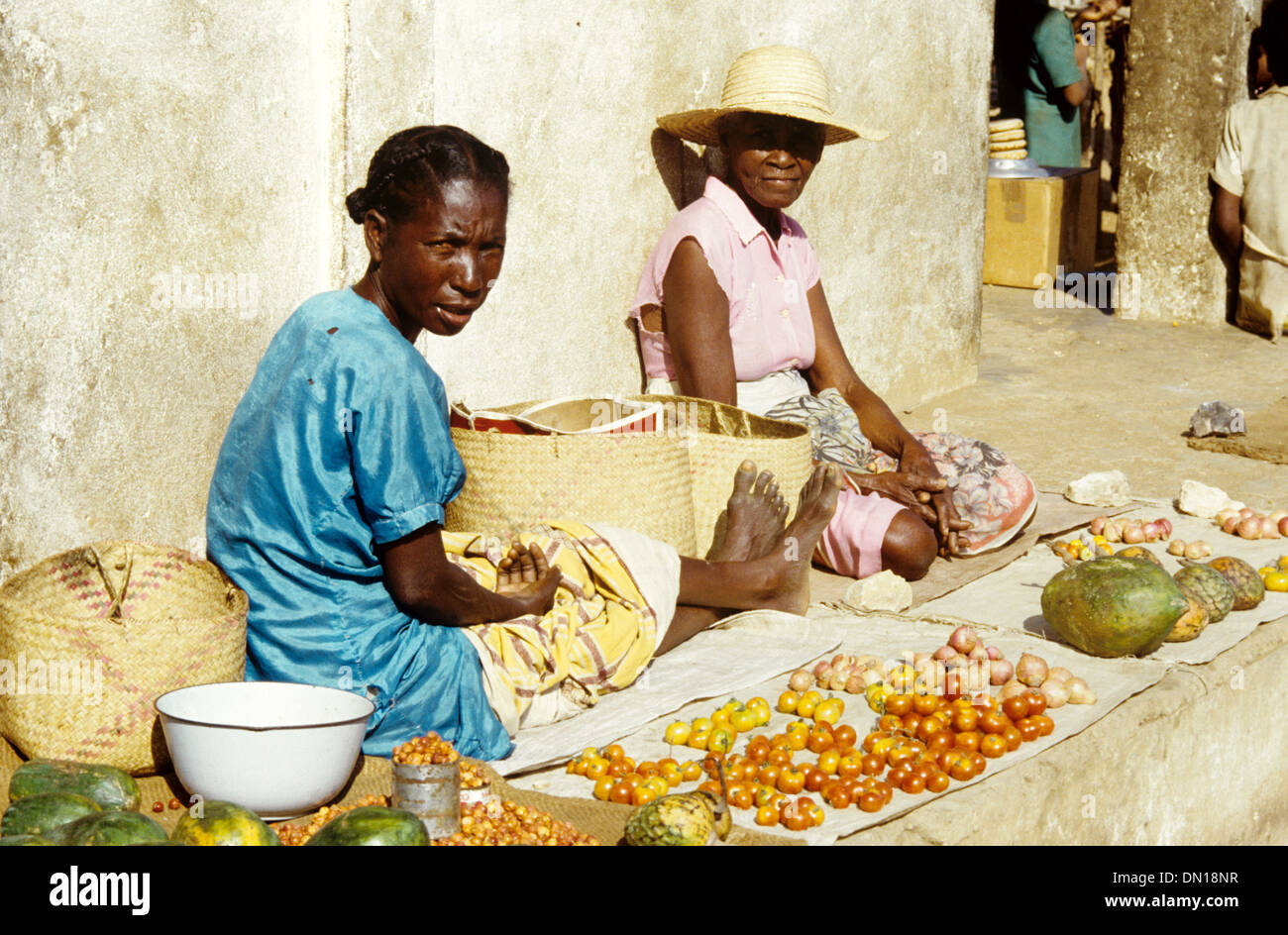 Peasant Women of Sakalava Tribe Selling Vegetables in Street Market ...
