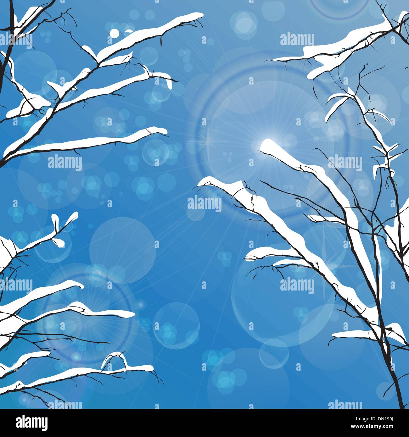 Snow trees sun Stock Vector Images - Alamy