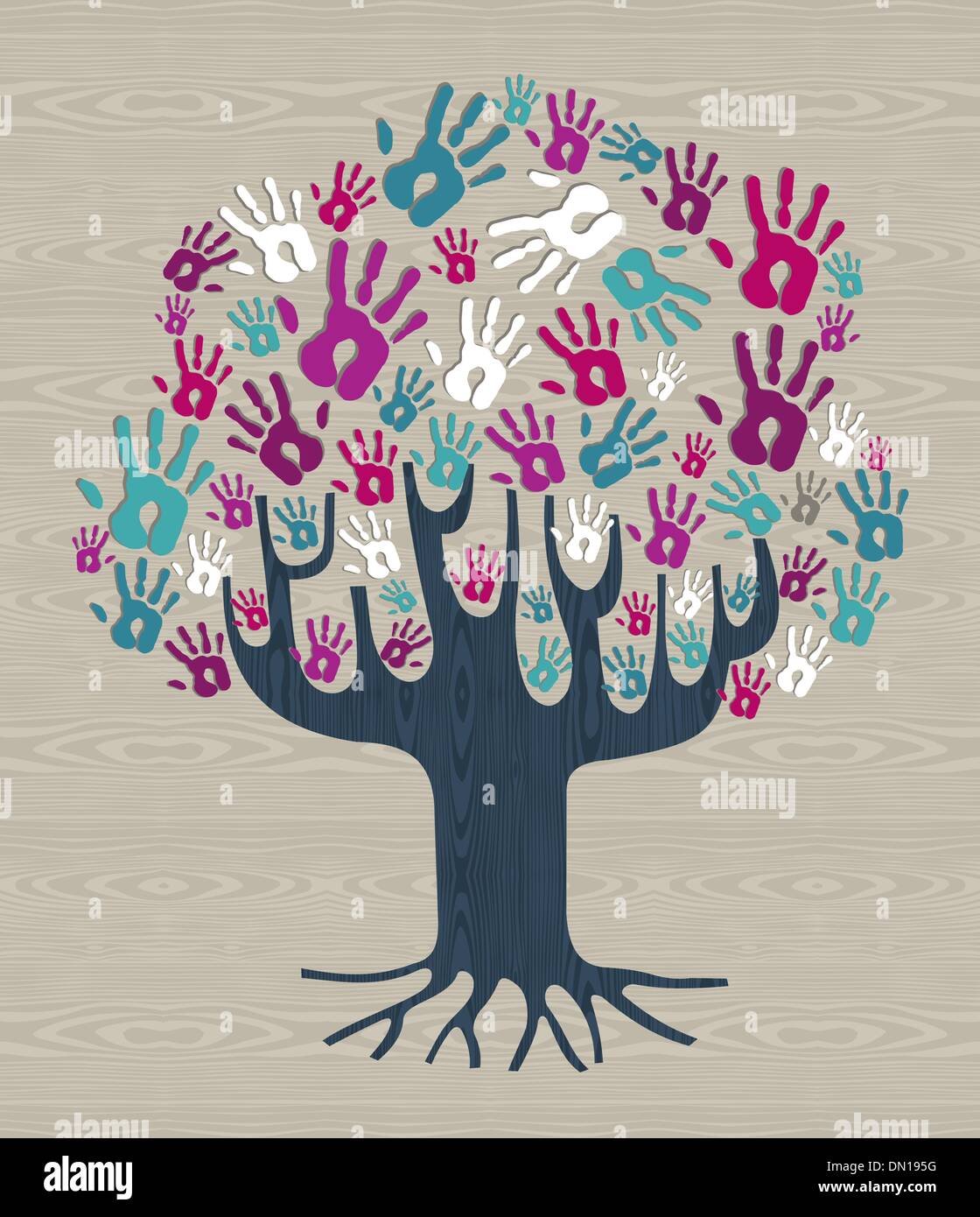 Isolated diversity tree hands illustration hi-res stock photography and ...