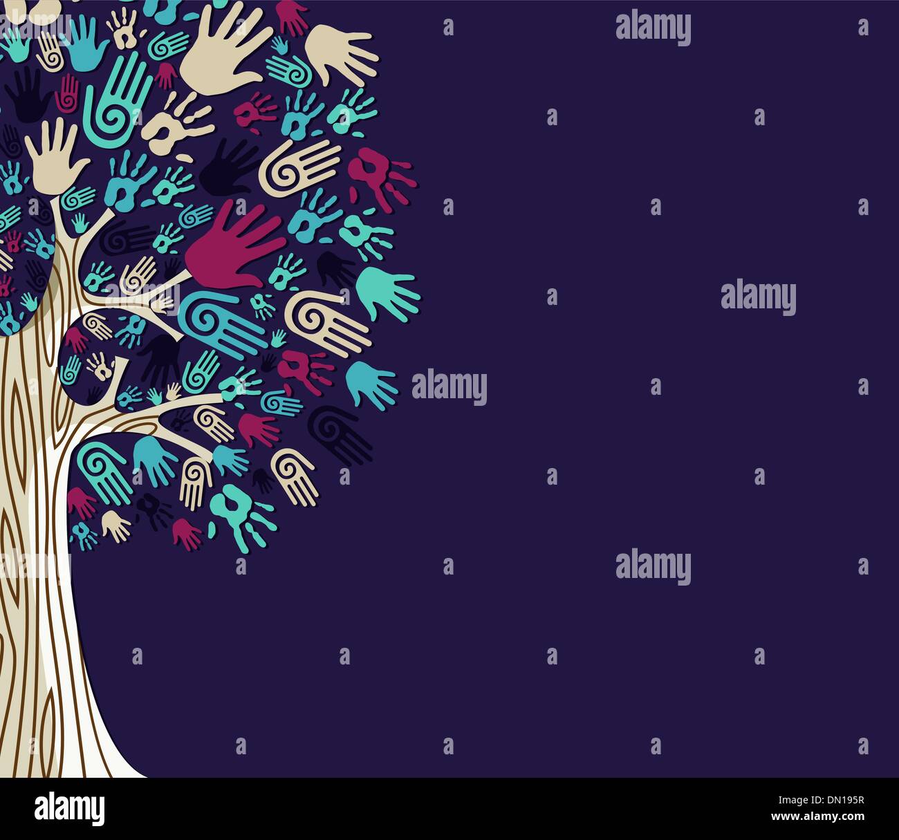 Diversity Tree hands greeting card Stock Vector Image & Art - Alamy