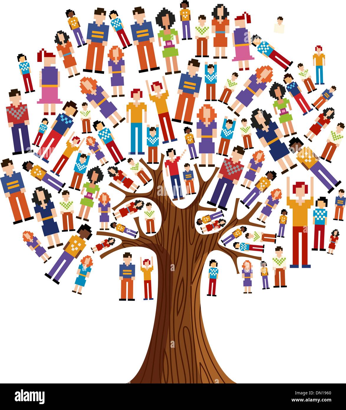Diversity pixel human tree Stock Vector Image & Art - Alamy