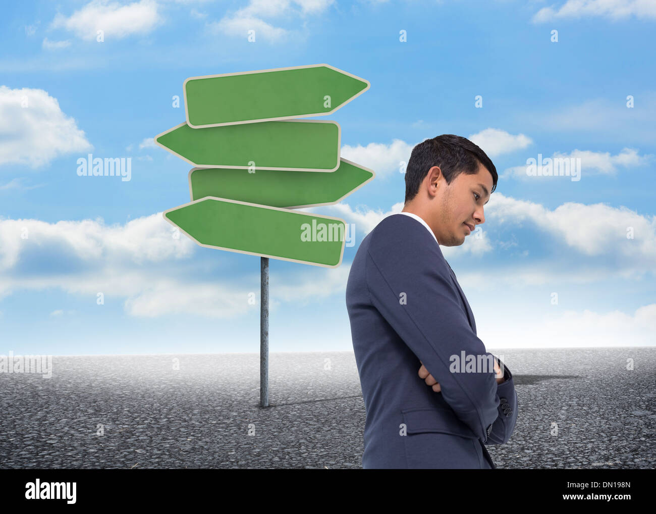 Composite image of unsmiling asian businessman with arms crossed Stock ...