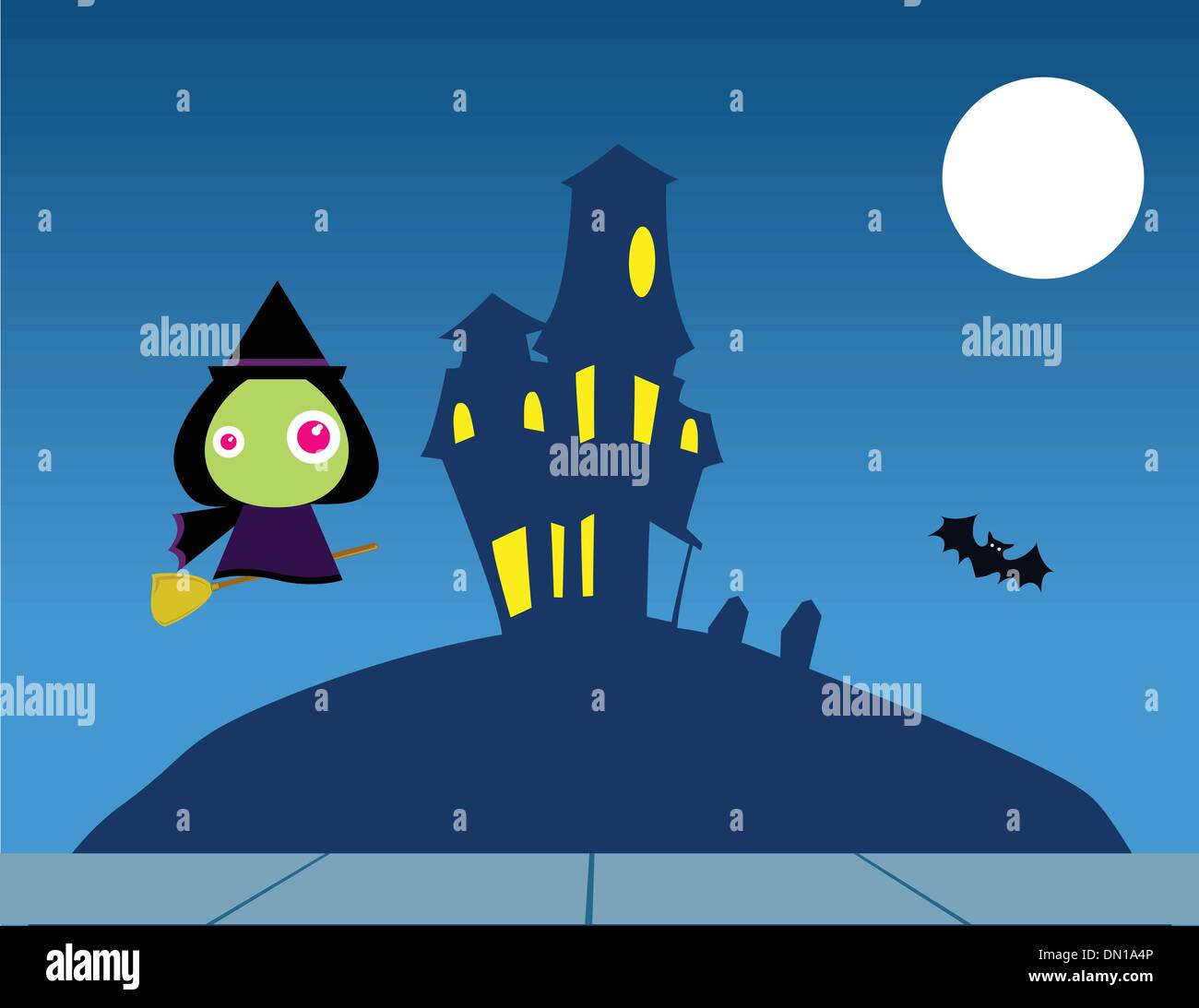 Witch Flying over a House Stock Vector Image & Art - Alamy