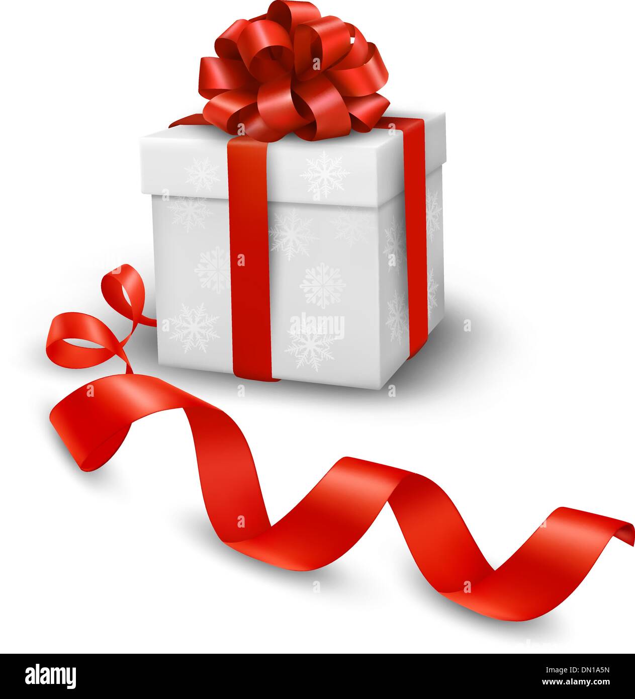 Red gift box with red ribbons. Vector illustration Stock Vector Image ...