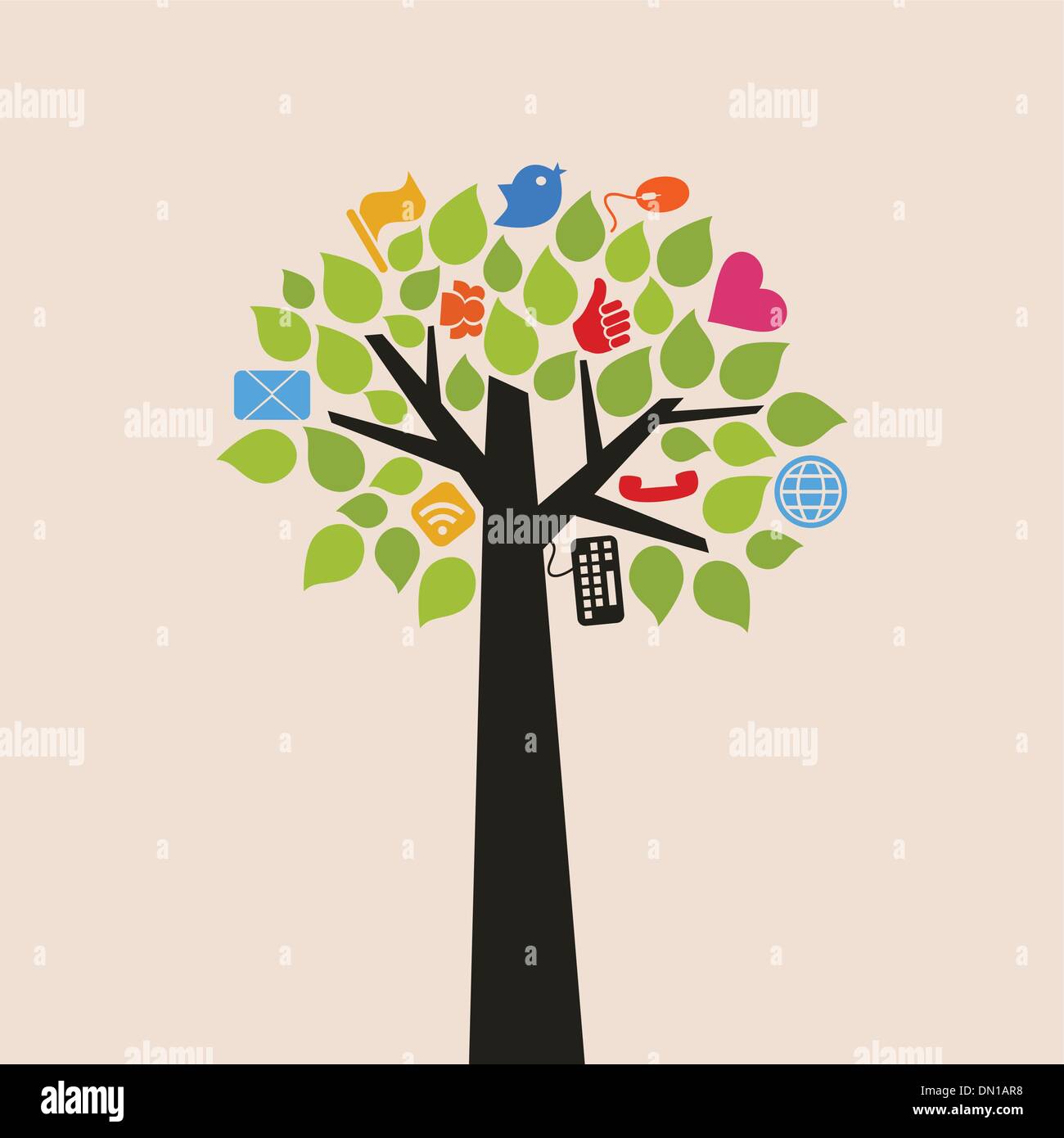 Bird oak tree Stock Vector Images - Alamy