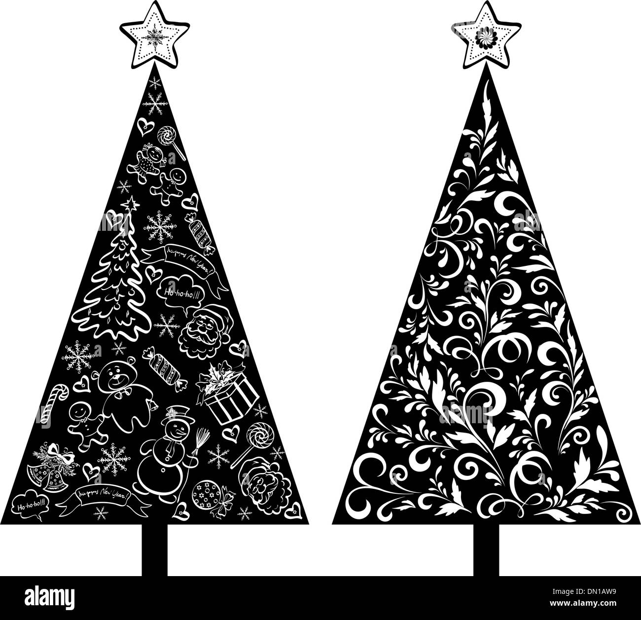 Christmas trees, silhouette with pattern Stock Vector Image & Art - Alamy