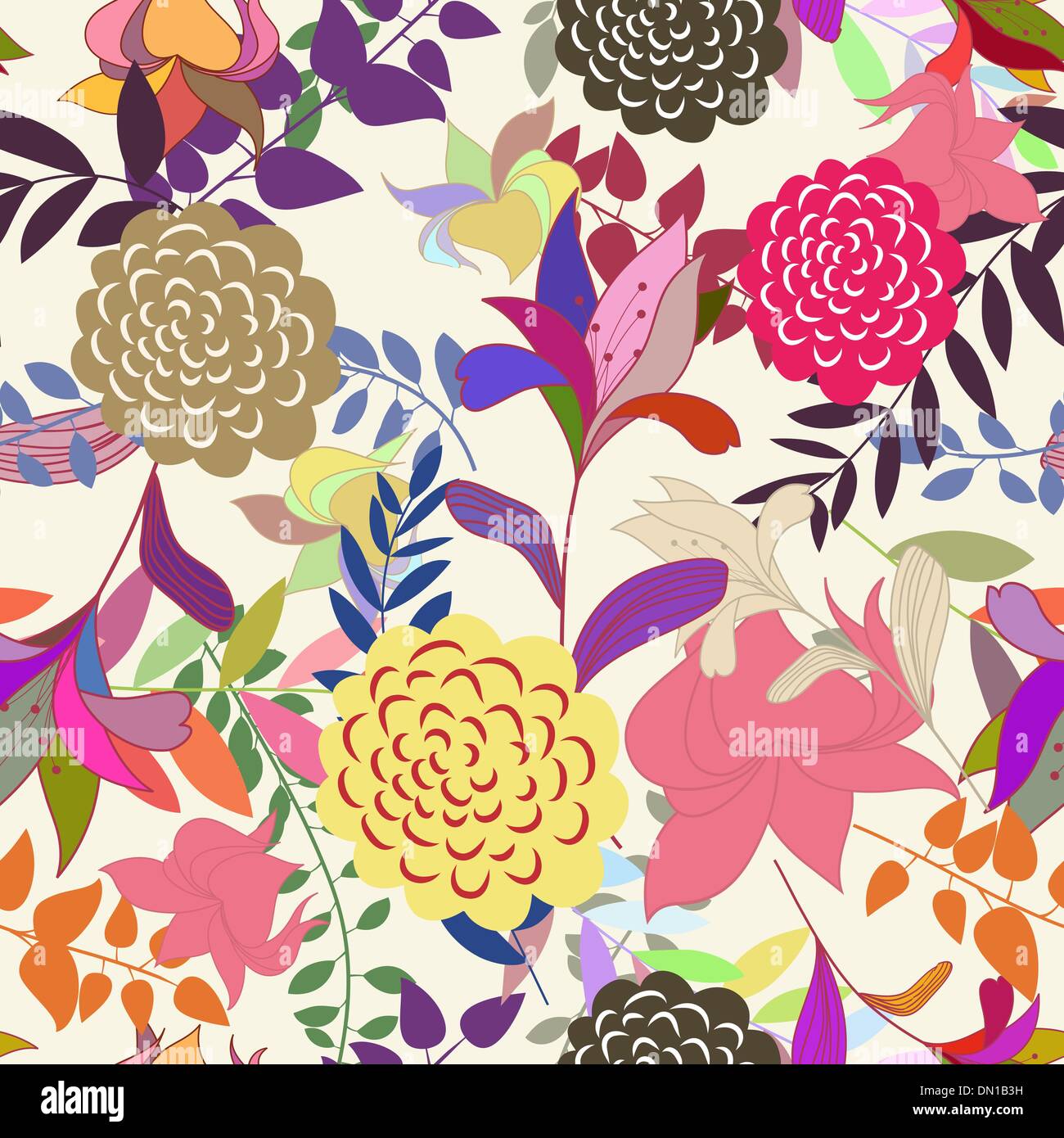 Seamless multicolor floral pattern Stock Vector Image & Art - Alamy