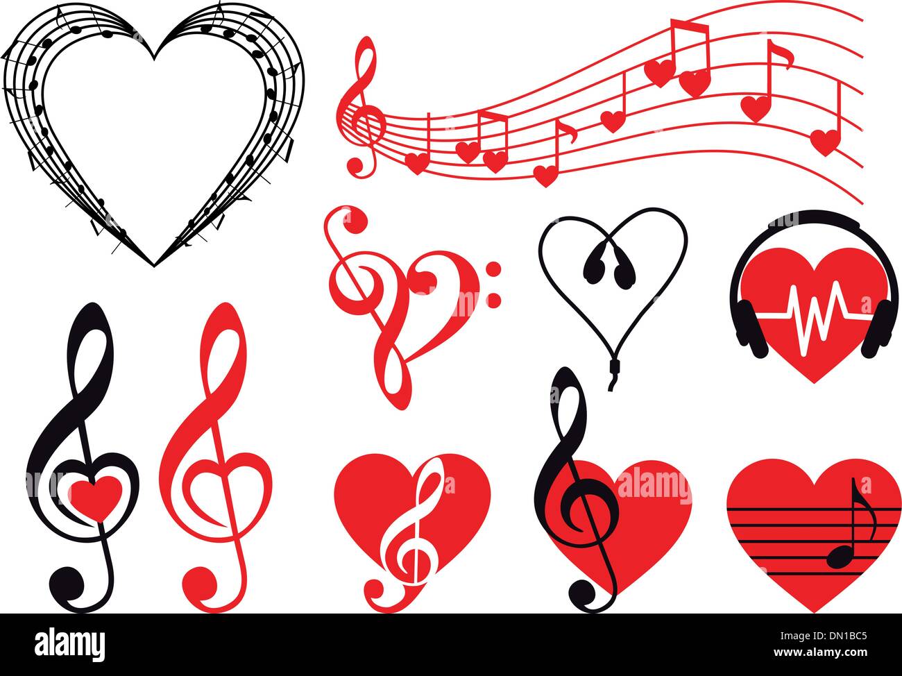 Music note notes hearts Stock Vector Images - Alamy