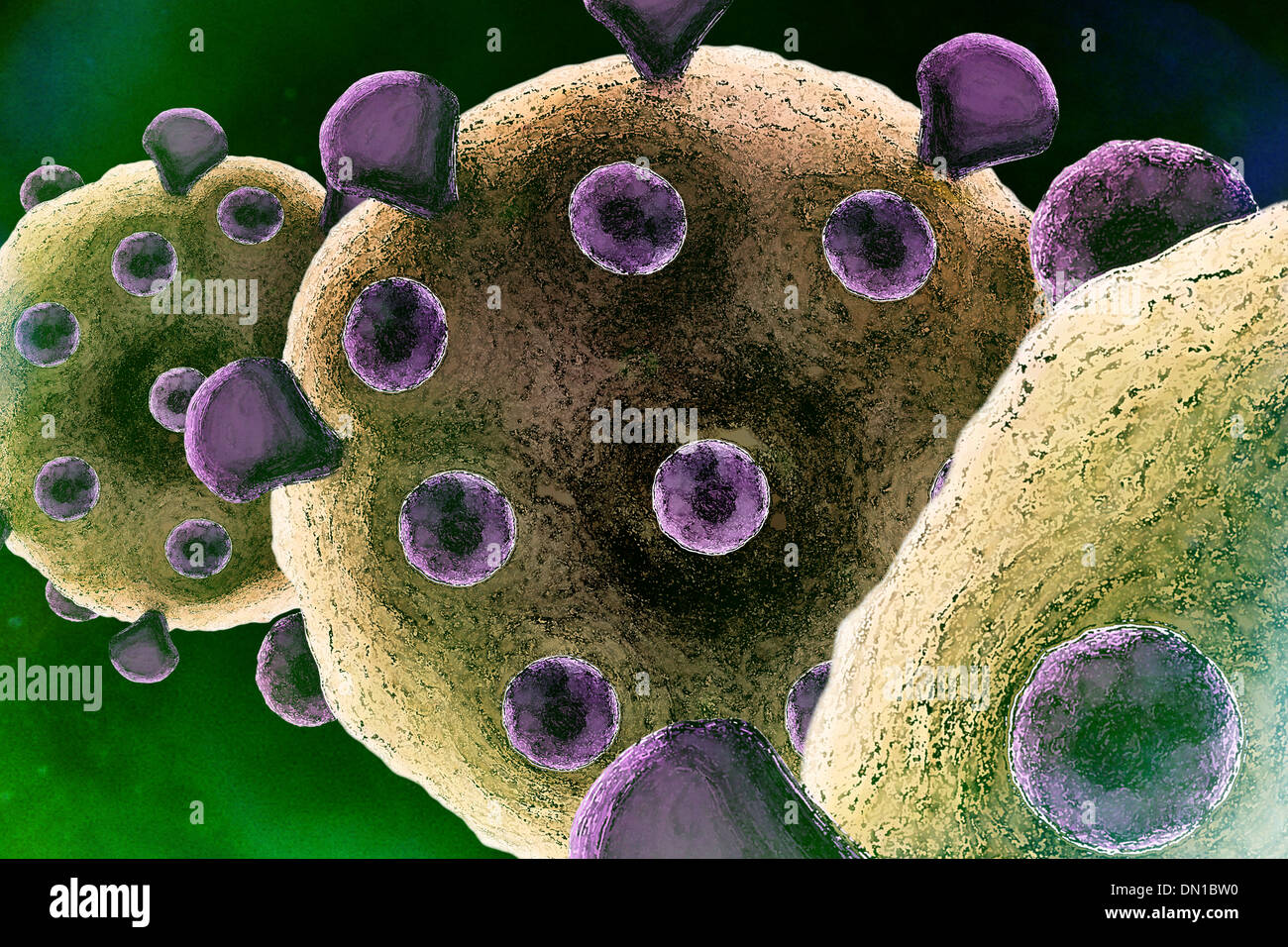 Viruses a flying in the body Stock Photo - Alamy