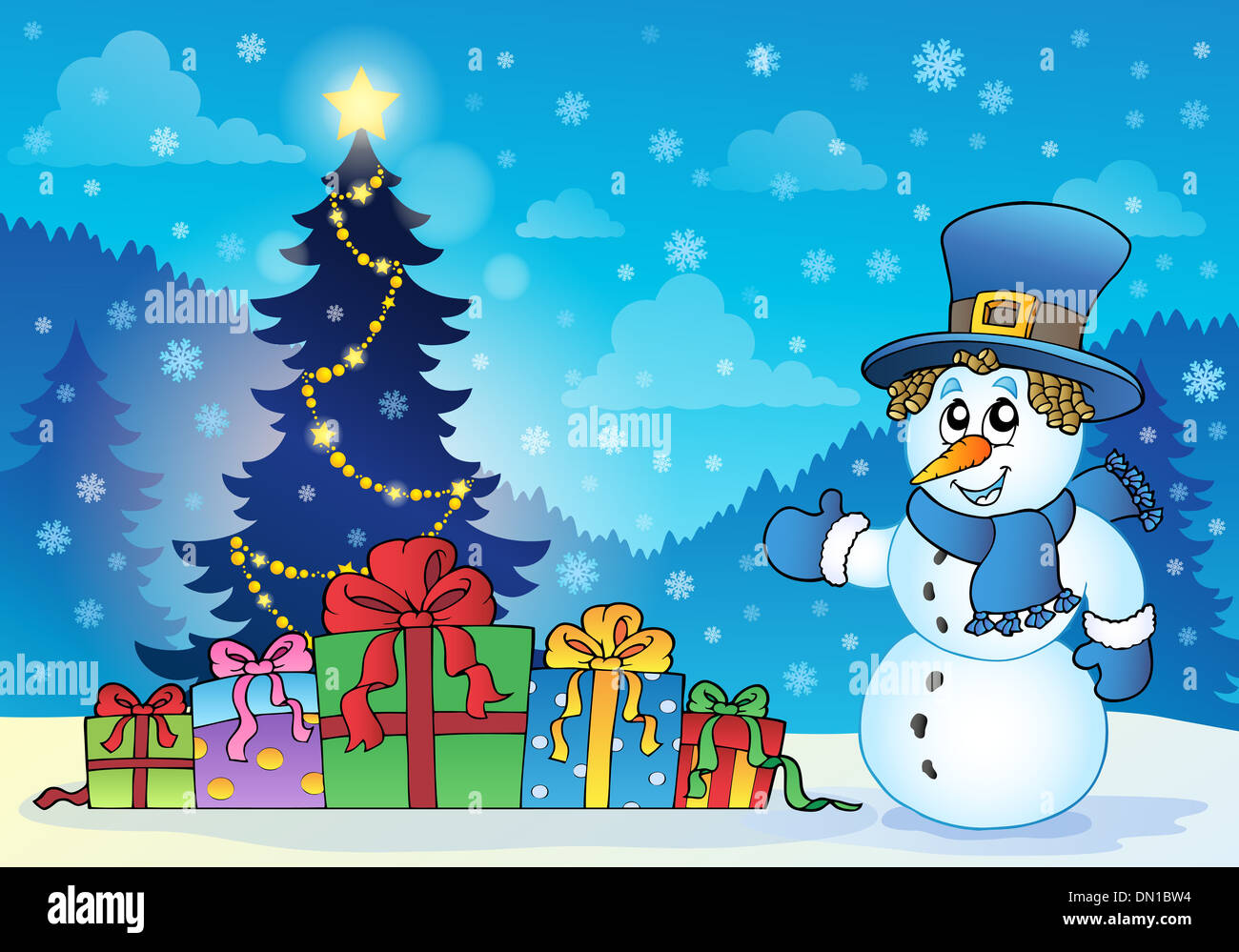Christmas snowman theme image 4 - picture illustration Stock Photo - Alamy