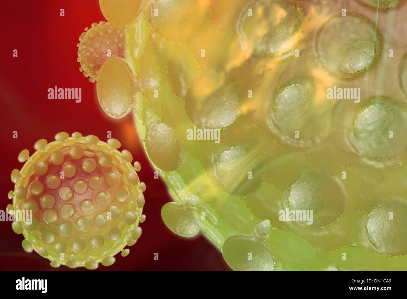 Viruses a flying in the body Stock Photo - Alamy
