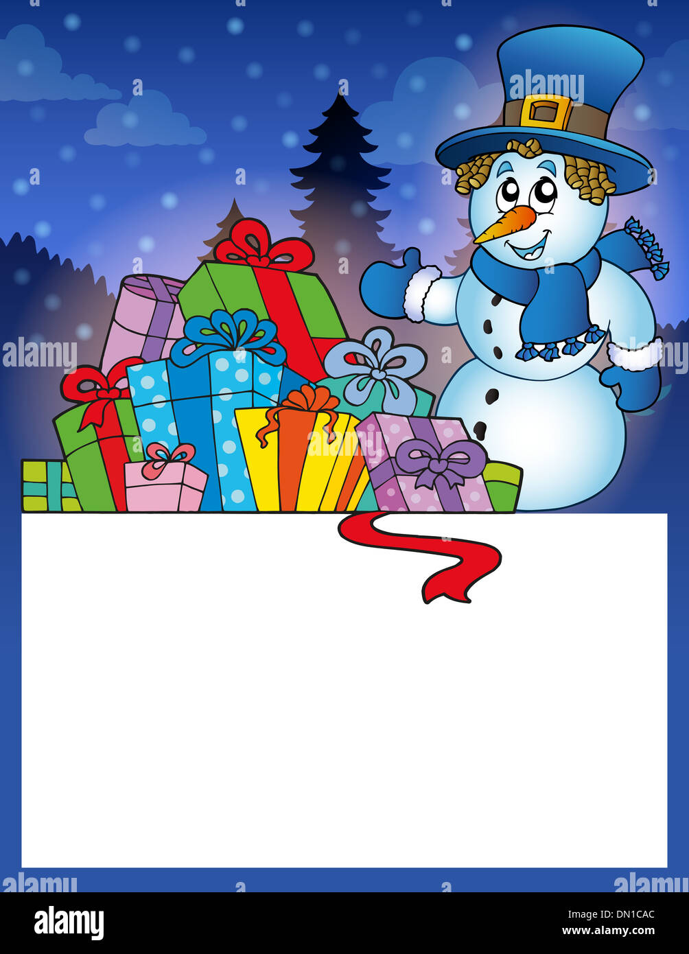 Small frame with snowman 1 - picture illustration Stock Photo - Alamy