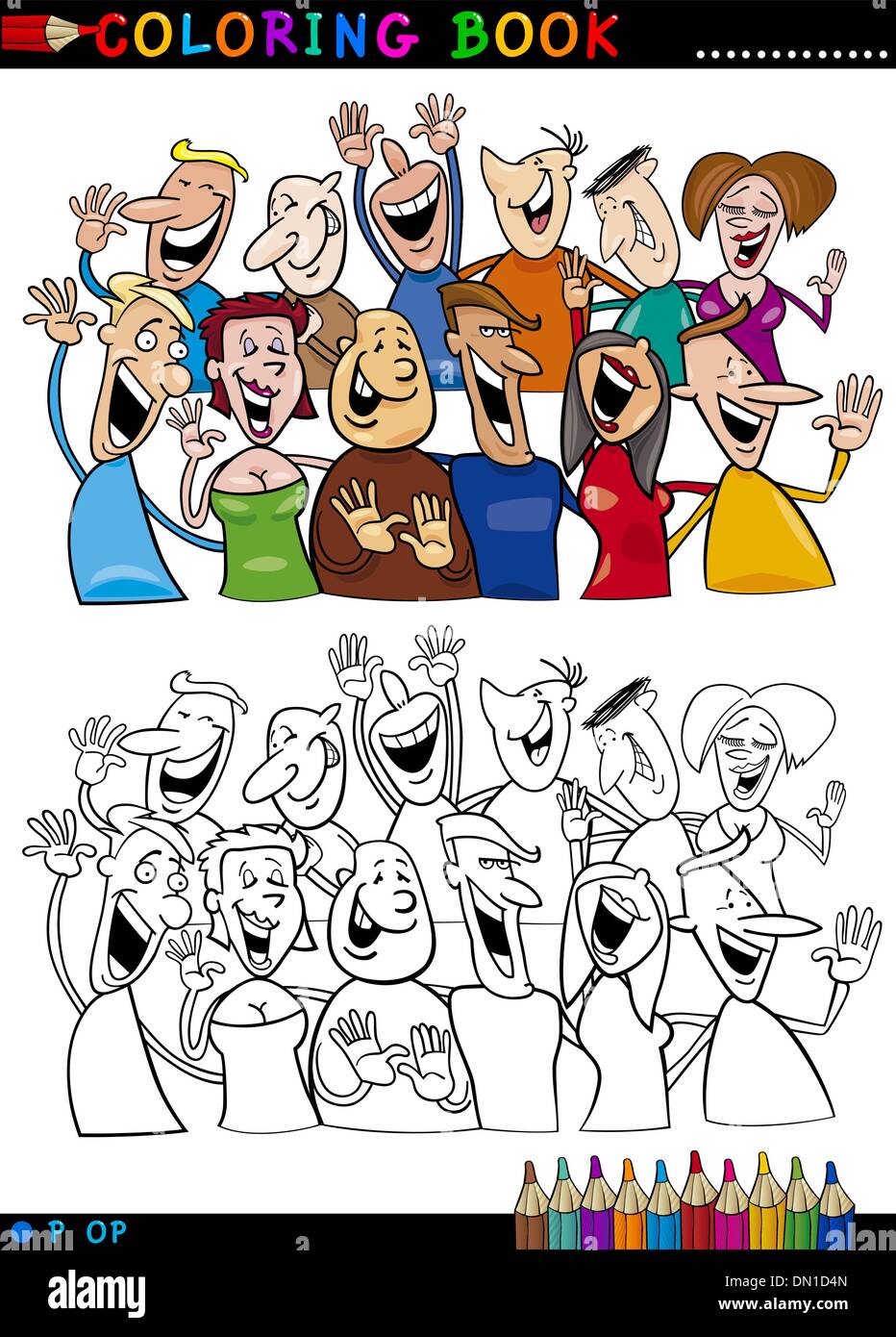 Happy People group for coloring Stock Vector Image & Art - Alamy