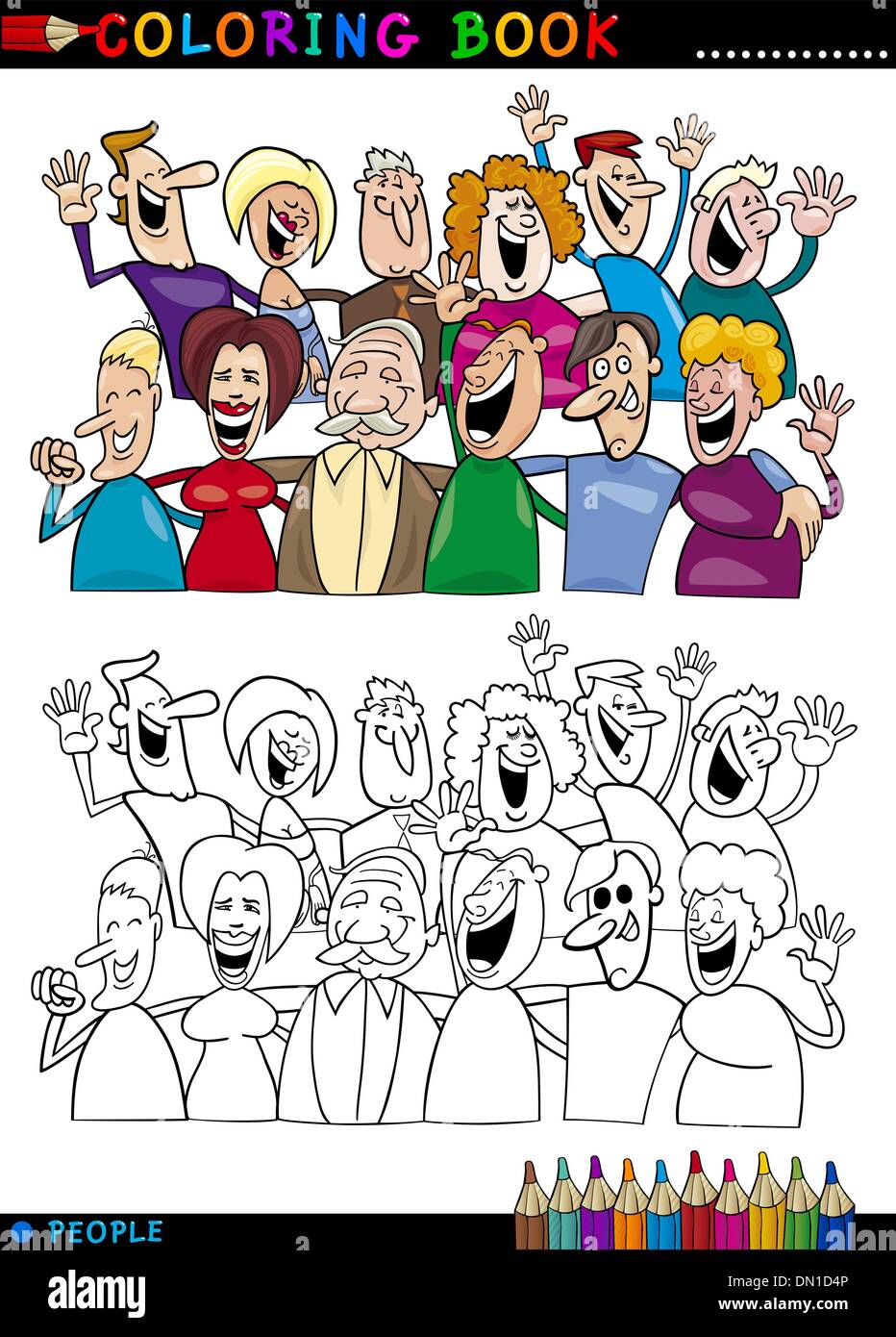 Happy People group for coloring Stock Vector Image & Art - Alamy