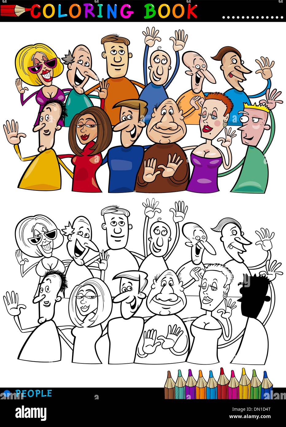 Happy People group for coloring Stock Vector Image & Art - Alamy