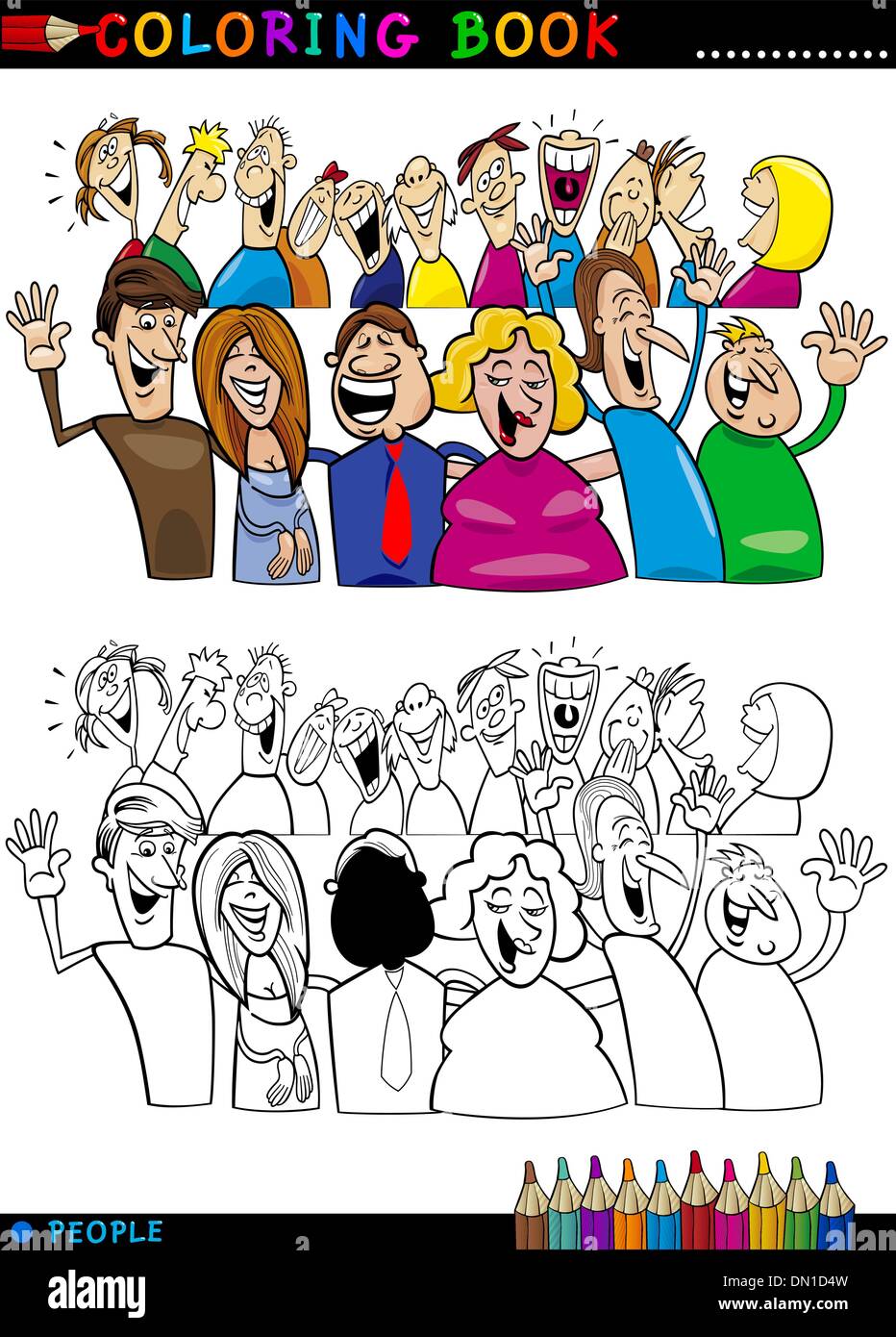 Happy People group for coloring Stock Vector Image & Art - Alamy
