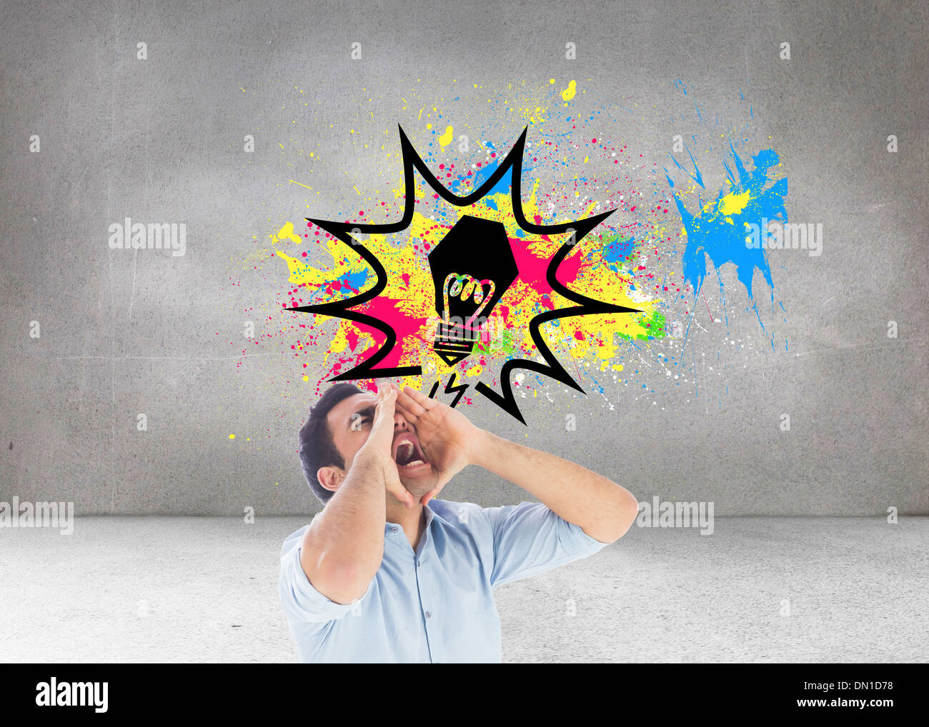 Composite image of shouting casual man standing Stock Photo - Alamy