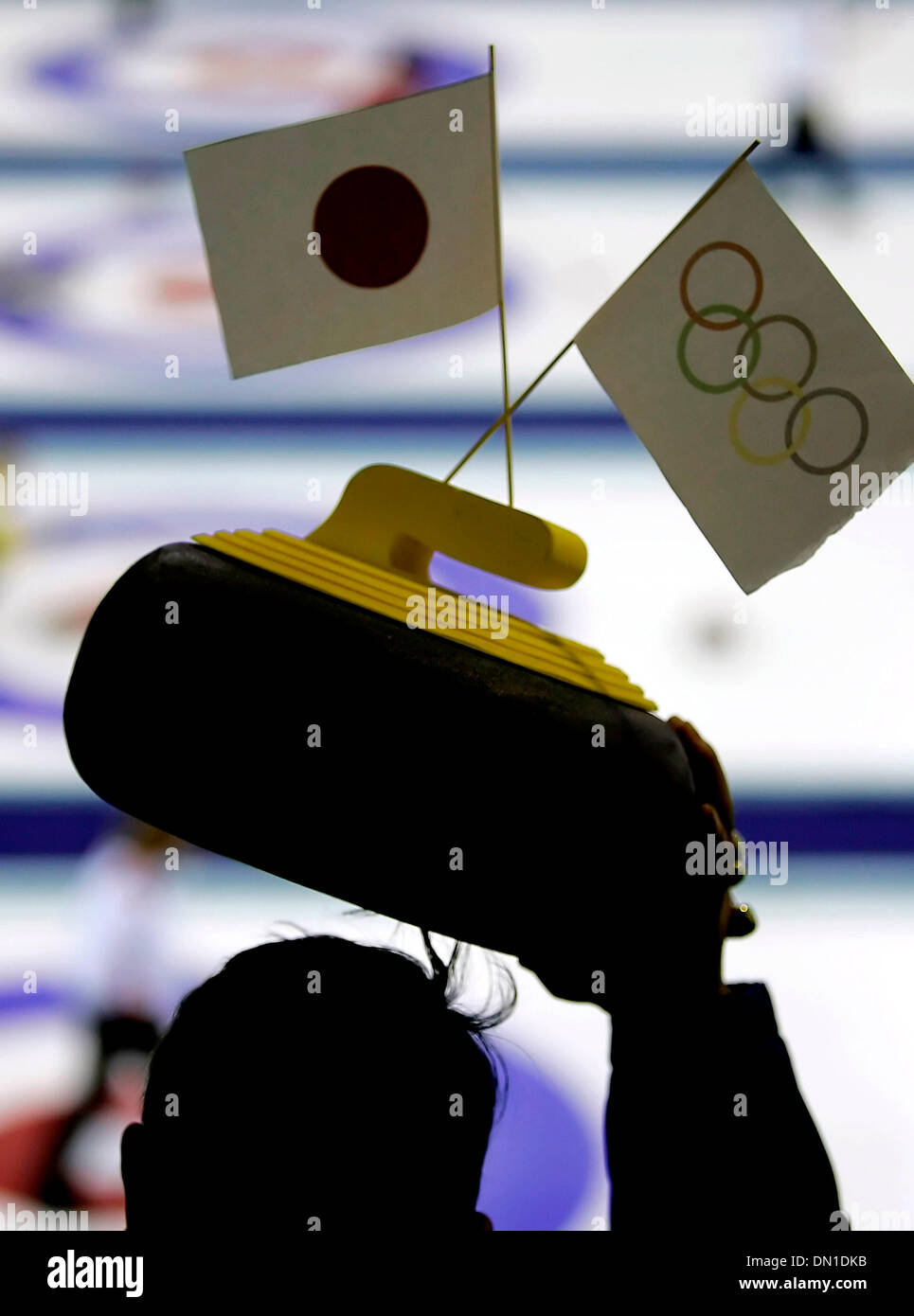 Feb 14, 2006; Turin, ITALY; XX Winter Olympics: A Japanese curling fan ...